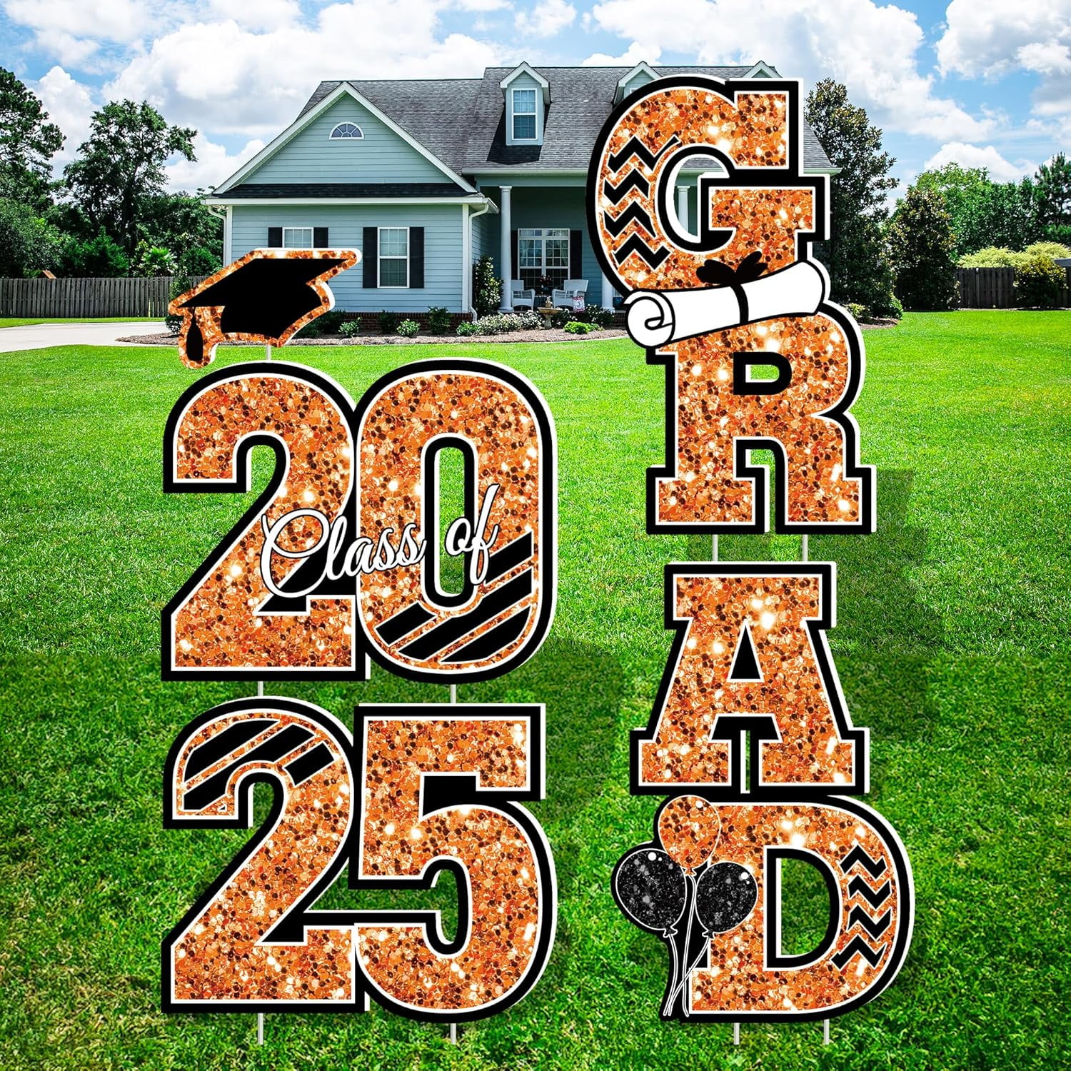 2025 Graduation Decorations, Orange Graduation Yard Signs, Large ...