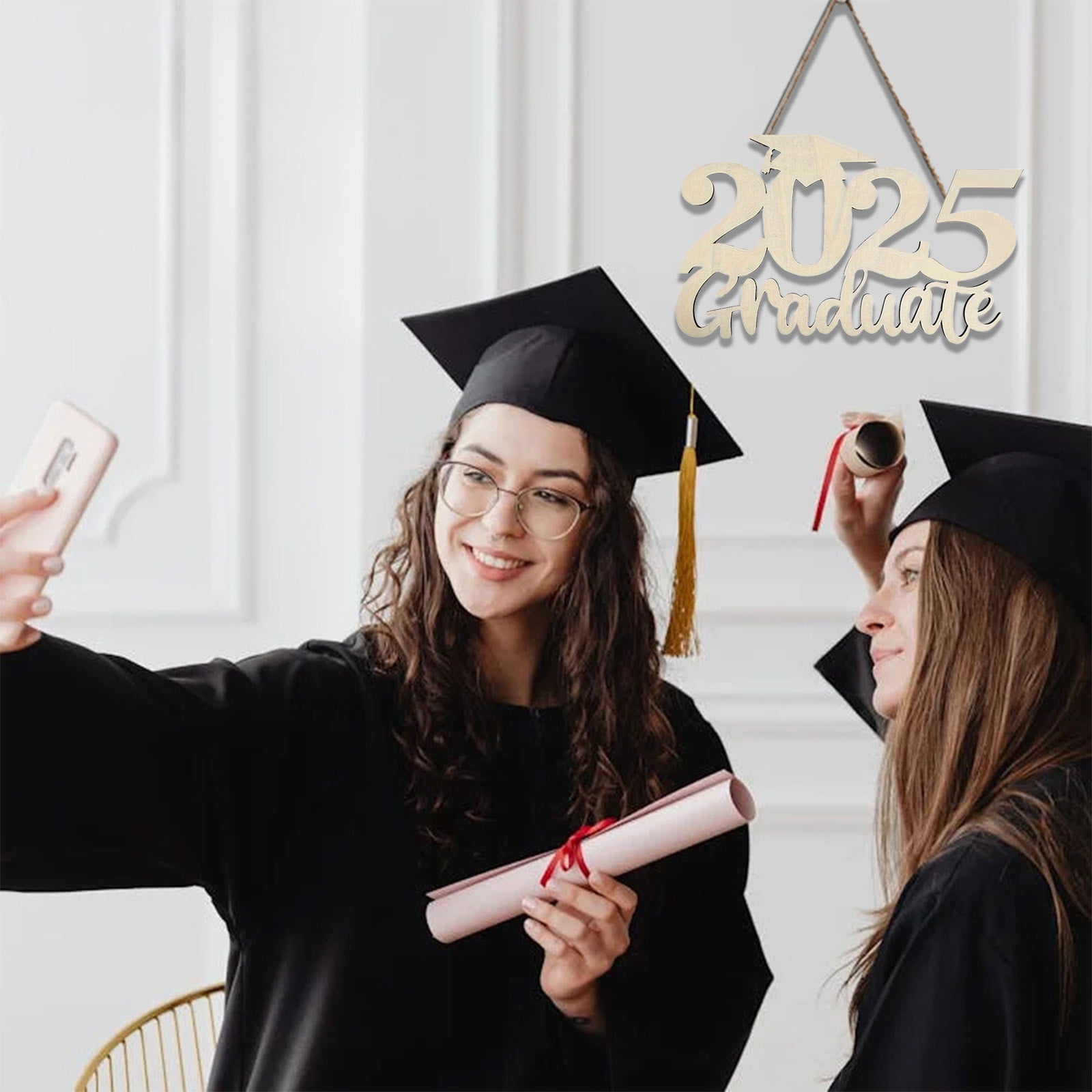 2025 Graduation Decorations Wood Cutout Grad 2025 Wooden Sign Graduation Photo Booth Props Class ...