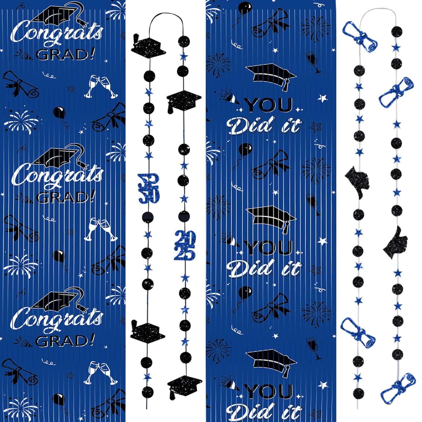 2025 Graduation DecorationsEGSC 2 Pack Foil Fringe Curtains and 2 Pack ...