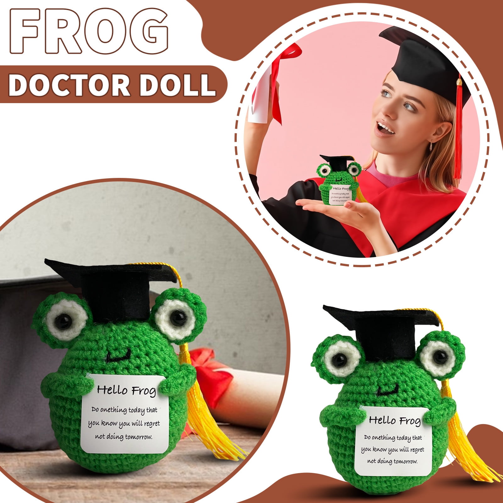 2025 Graduation Gift Emotional Support Hello Frog Graduation Cap Gift ...