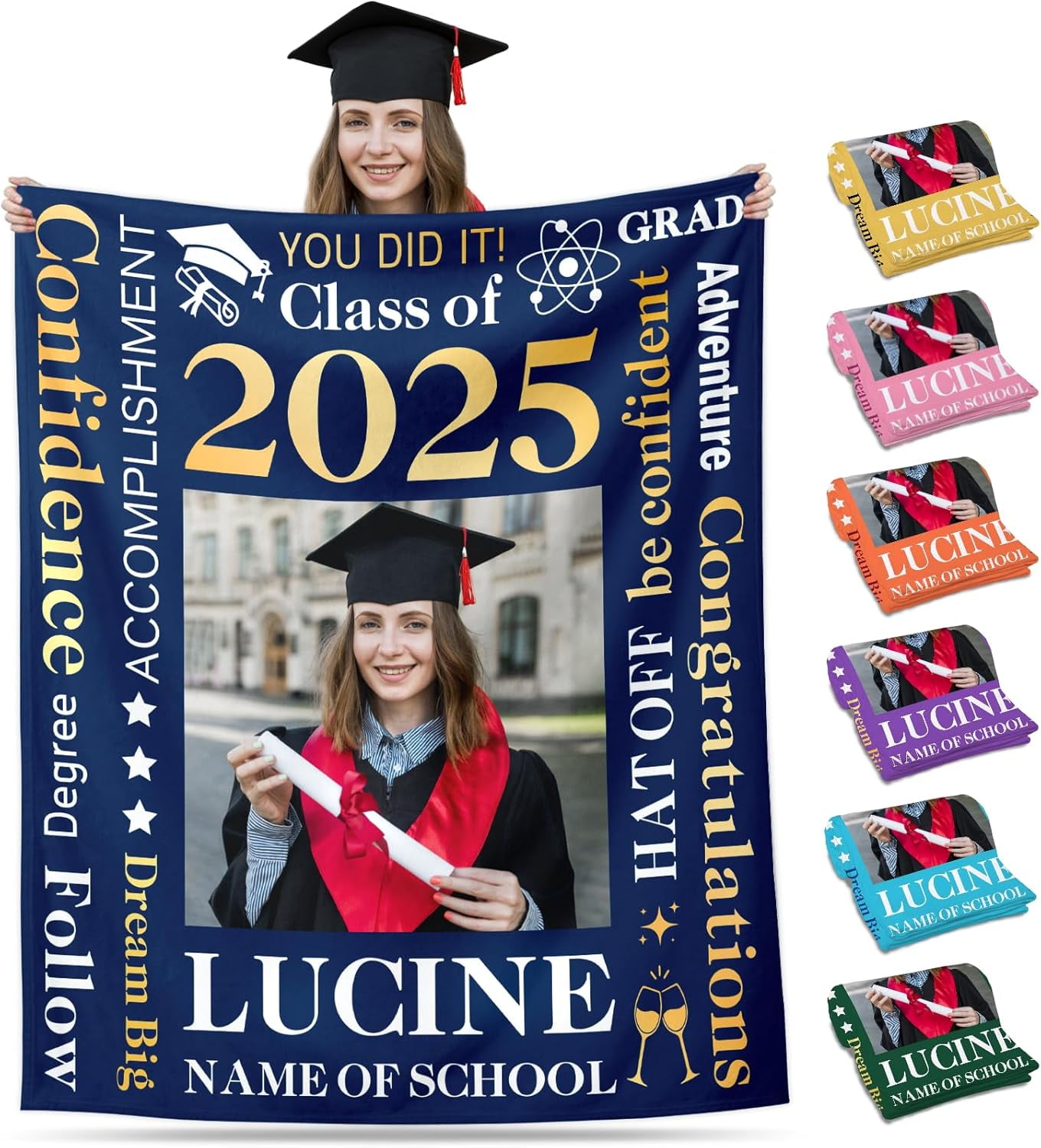 2025 Graduation Gifts for Him Her, Cutom Name Graduation Blankets ...