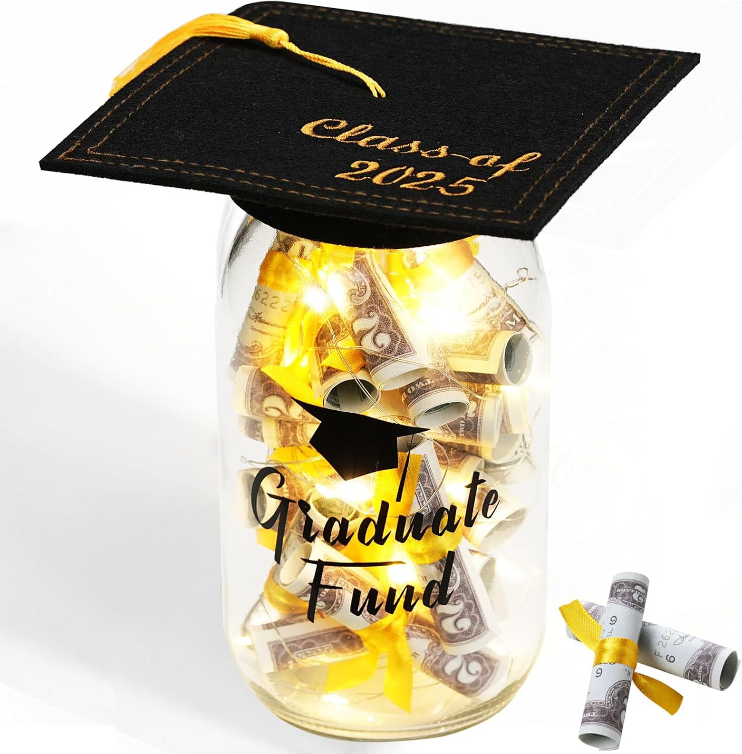 2025 Graduation Gifts for Her/Him- Lighted Graduation Mason Jar Filled ...