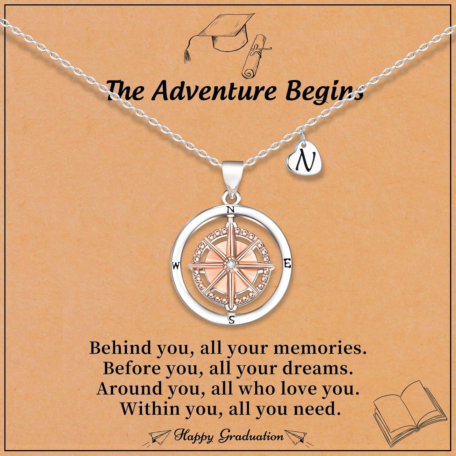 2025 Graduation Gifts for Her Initial Necklace for Women with Heart 5th ...