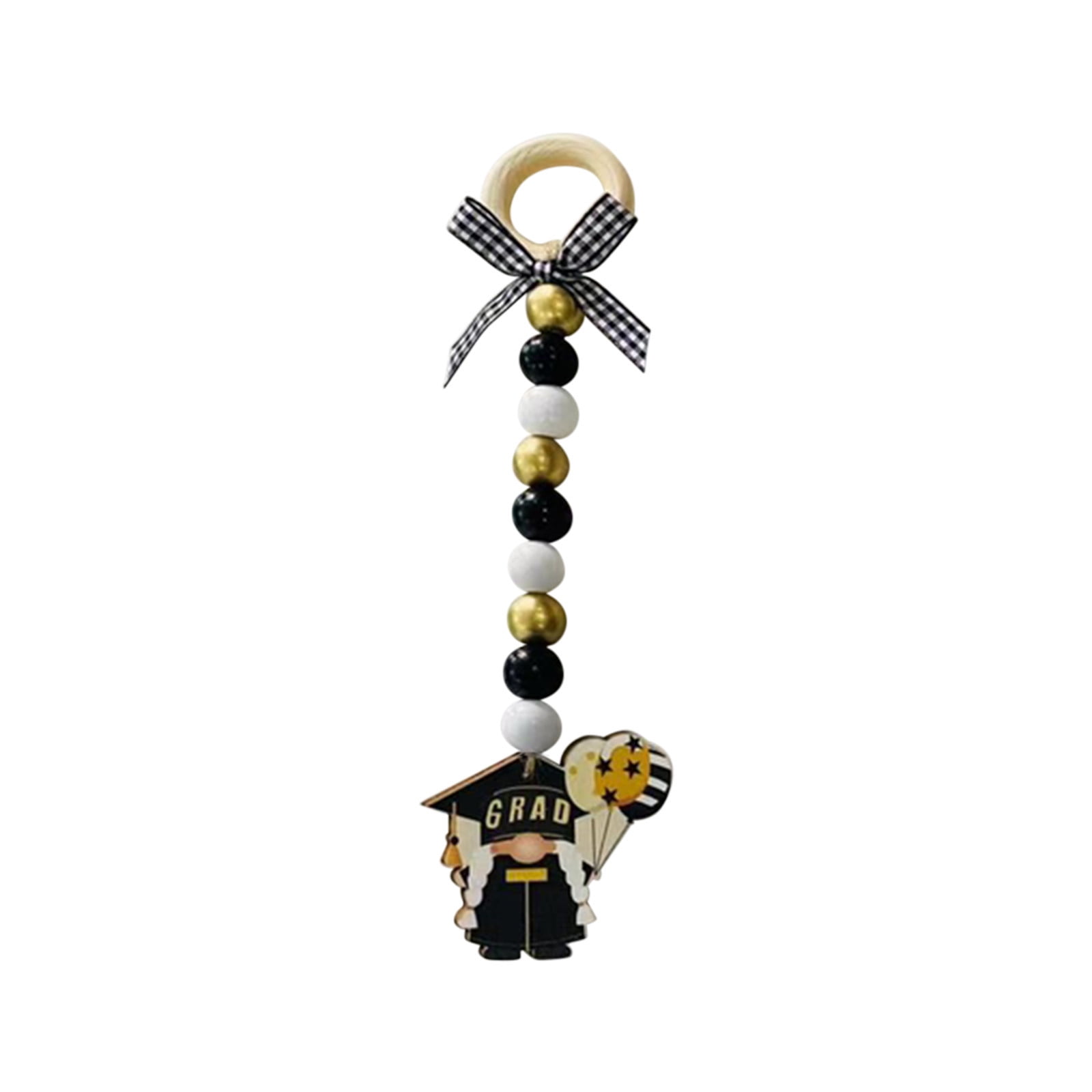 2025 Graduation Gnome Ornament with Cap, Gown & 9 Natural Wood Beads ...