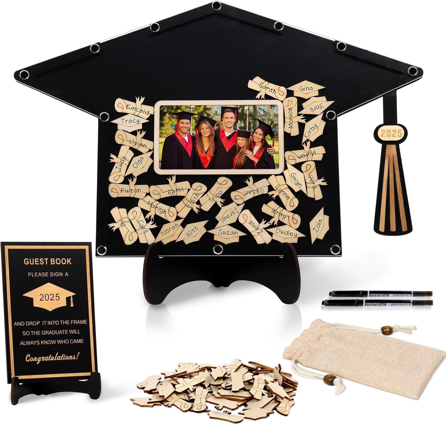 2025 Graduation Guest Book Alternative, Black Happy Graduation Party ...