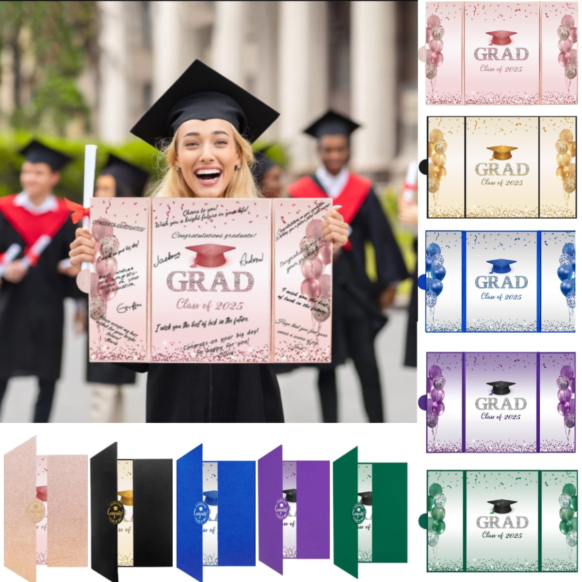 2025 Graduation Guest Book Alternative, Green Gold Class of 2025 Graduation Party Decorations ...