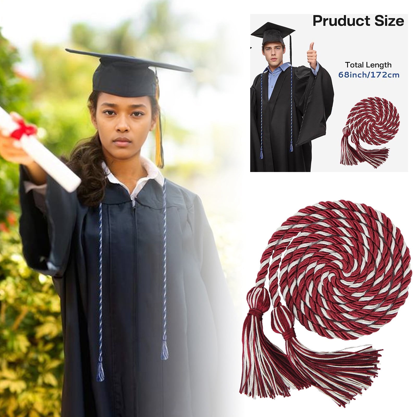2025 Graduation Honor Rope - Polyester Material, Blue & White Design ...