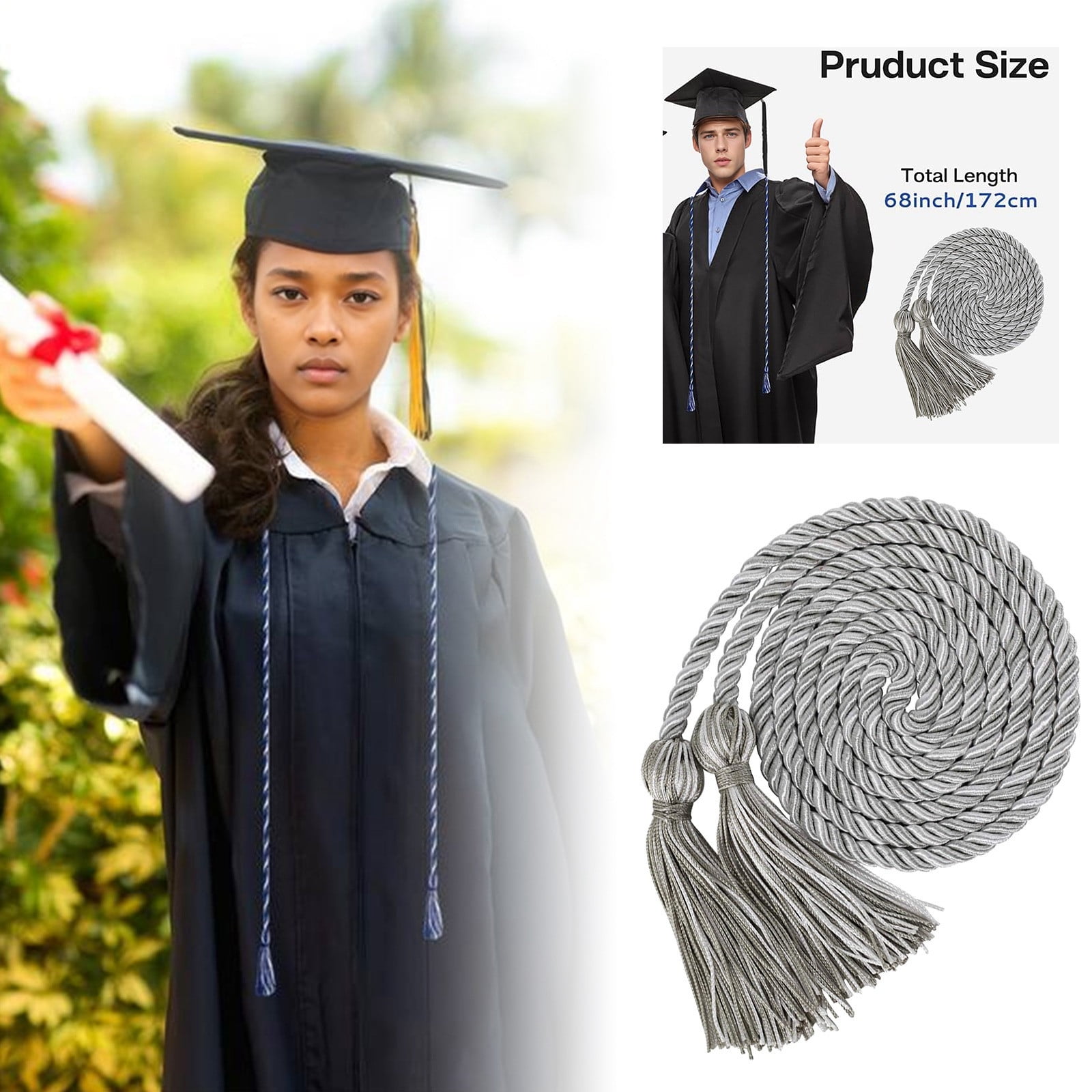 2025 Graduation Honor Rope - Polyester Material, Blue & White Design ...