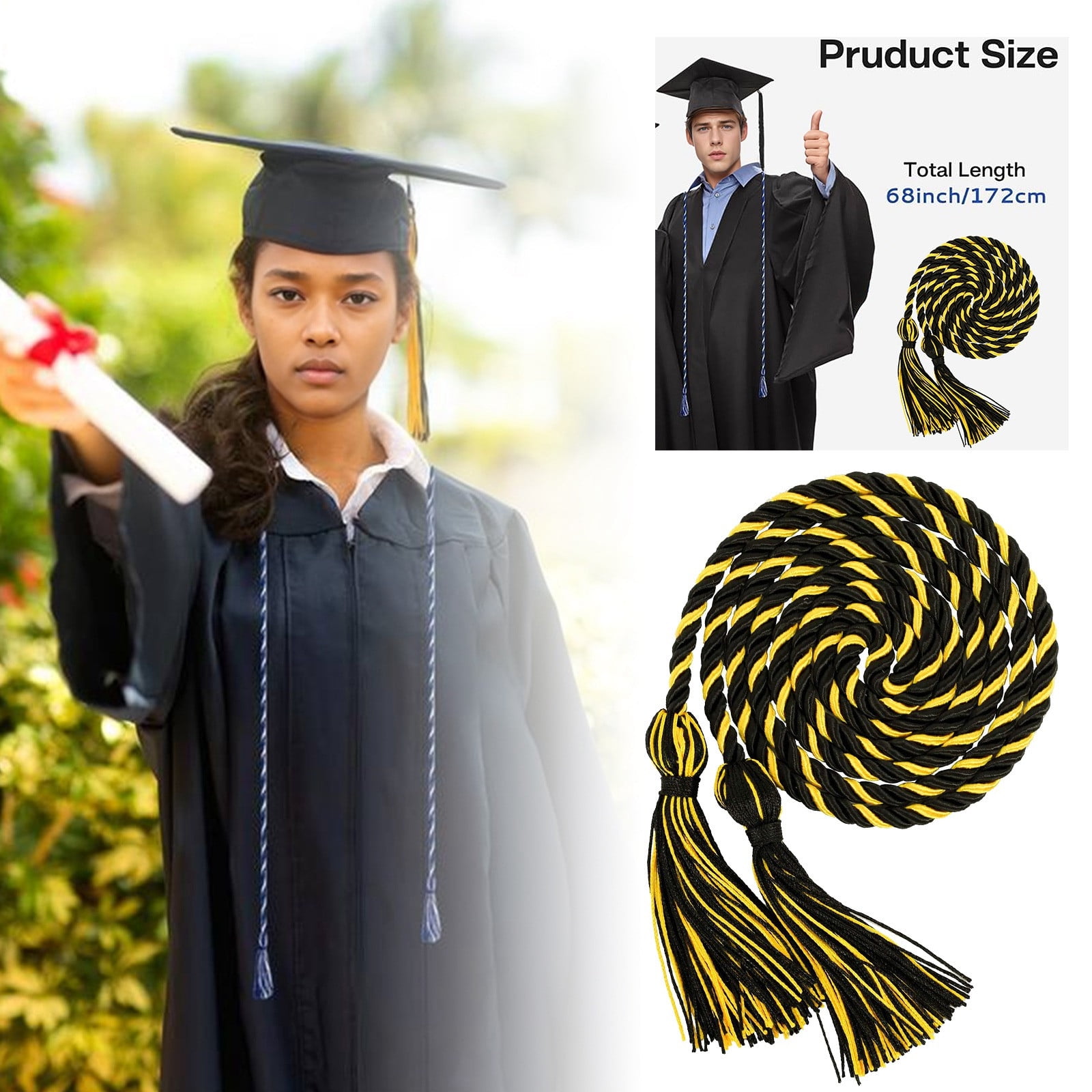 2025 Graduation Honor Rope - Polyester Material, Blue & White Design ...