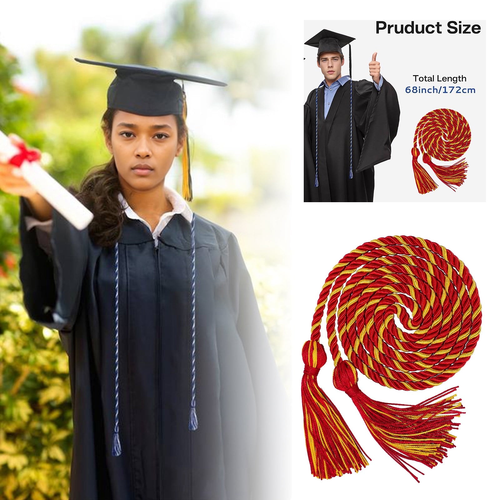 2025 Graduation Honor Rope - Polyester Material, Blue & White Tassel ...