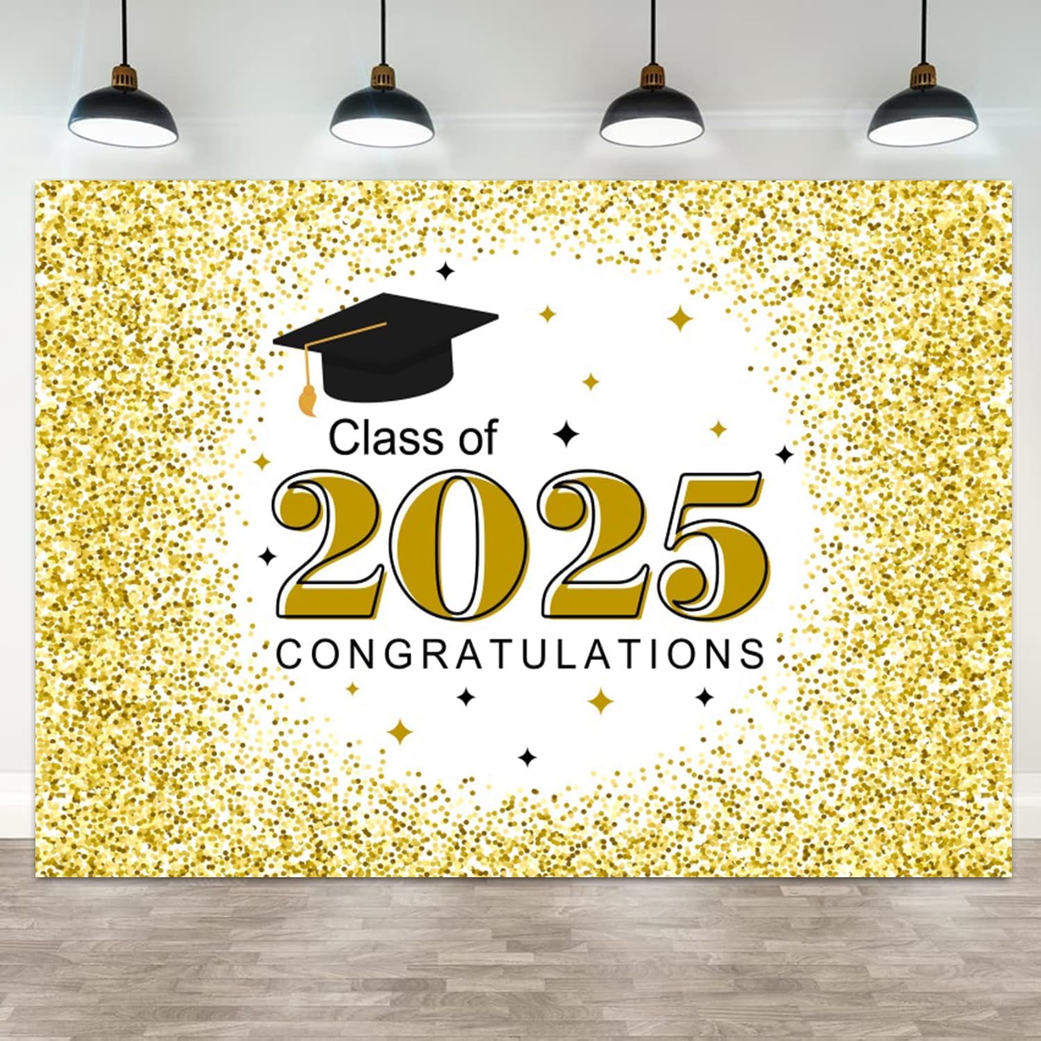 2025 Graduation Party Backdrop Class of 2025 Gold Glitter Photography ...