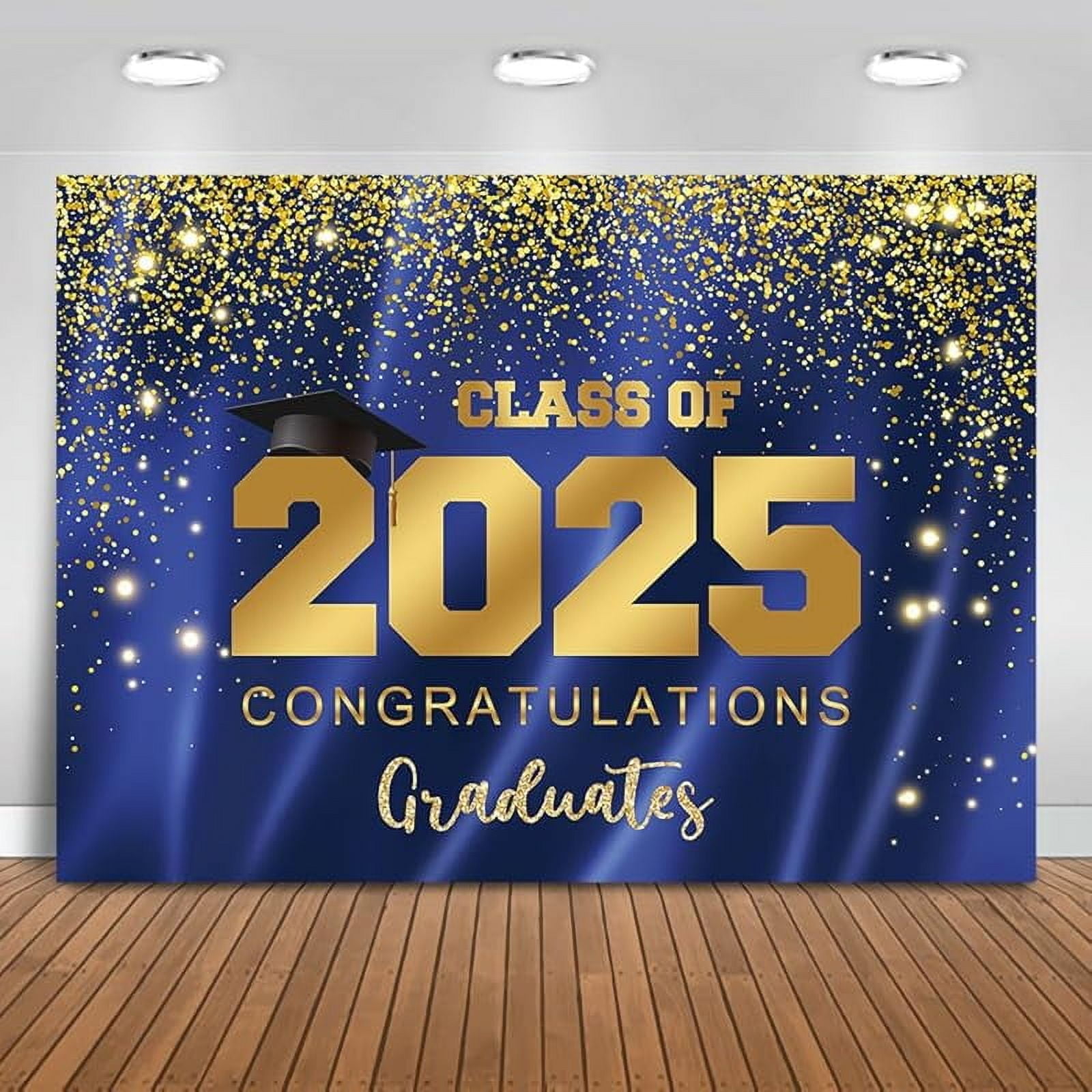 2025 Graduation Party Backdrop Class of 2025 Glitter Background ...