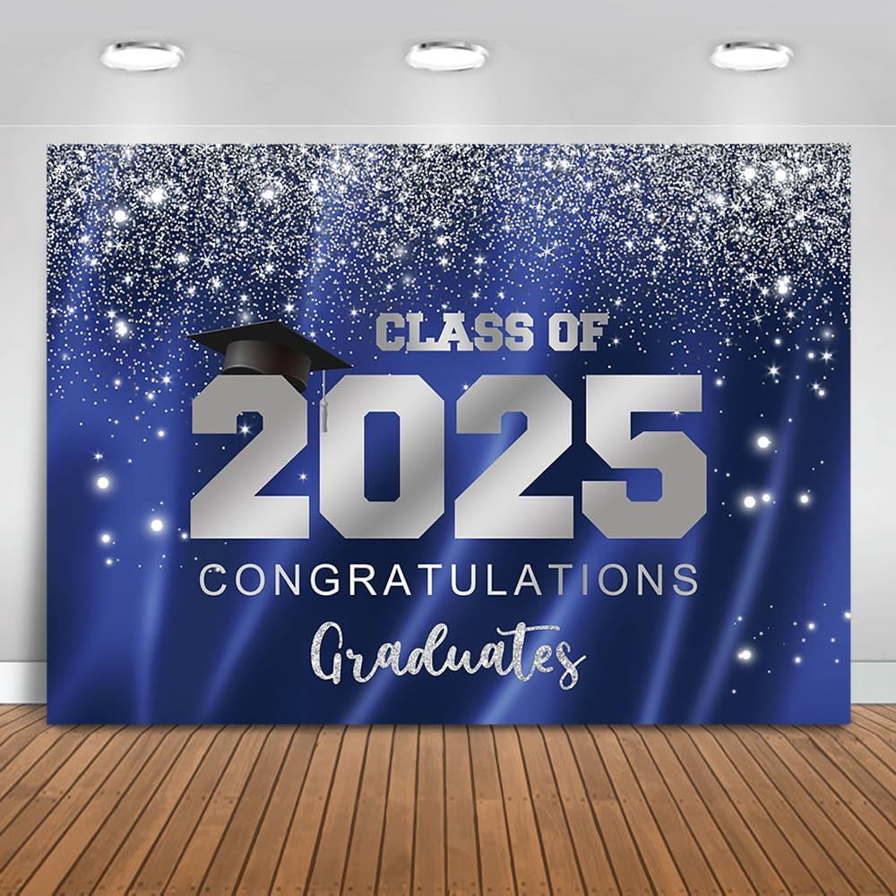 2025 Graduation Party Backdrop Class of 2025 Glitter Background ...