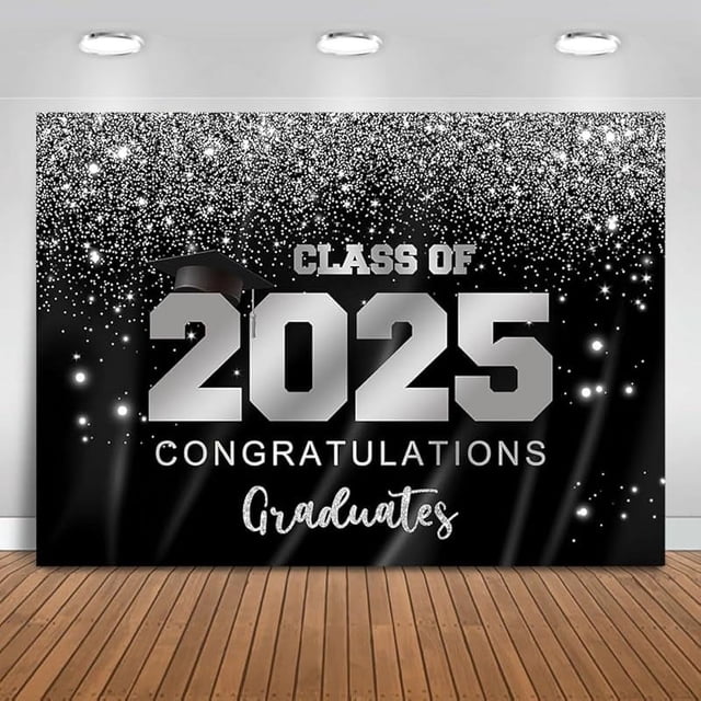 2025 Graduation Party Backdrop Class of 2025 Glitter Background ...