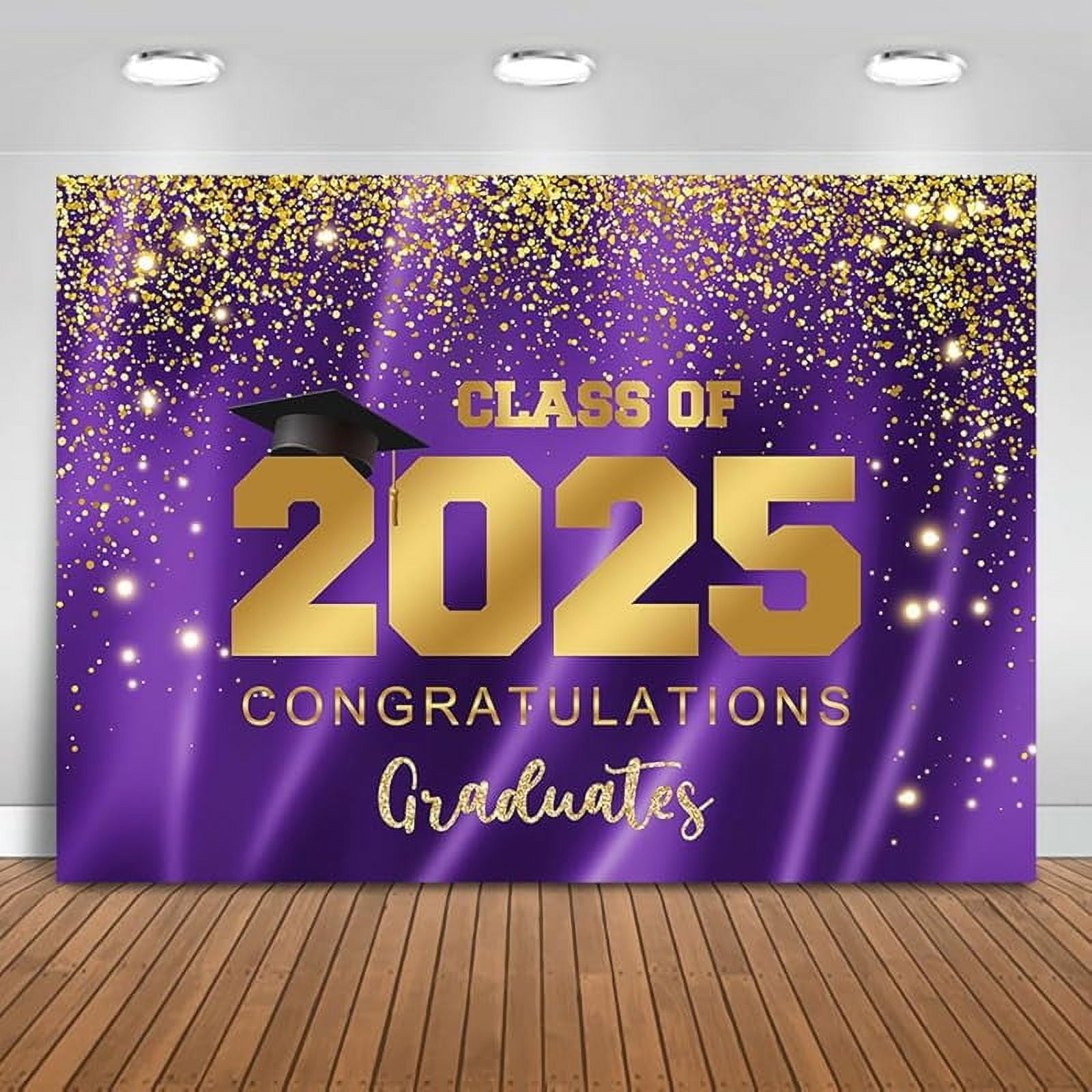 2025 Graduation Party Backdrop Class of 2025 Glitter Background ...