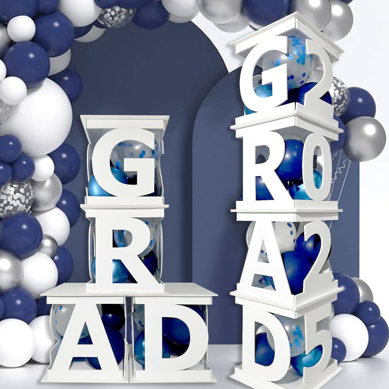 2025 Graduation Party Decoration MMF7 Blue Balloon Boxes with Letters ...