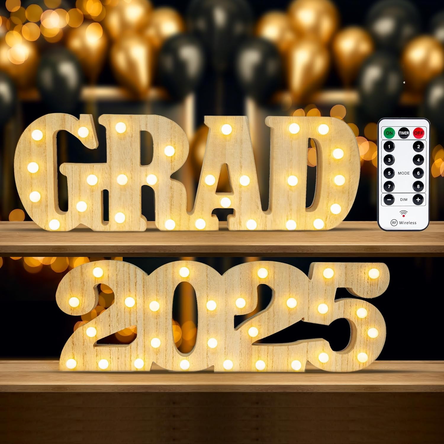 2025 Graduation Party Decorations, 2 Wooden Remote LED Sign with Light ...