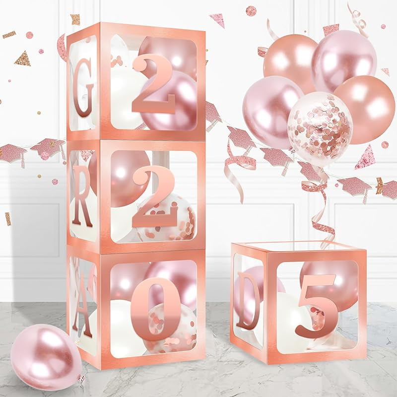 2025 Graduation Party Decorations, 4pcs Rose Gold Graduation Balloon ...