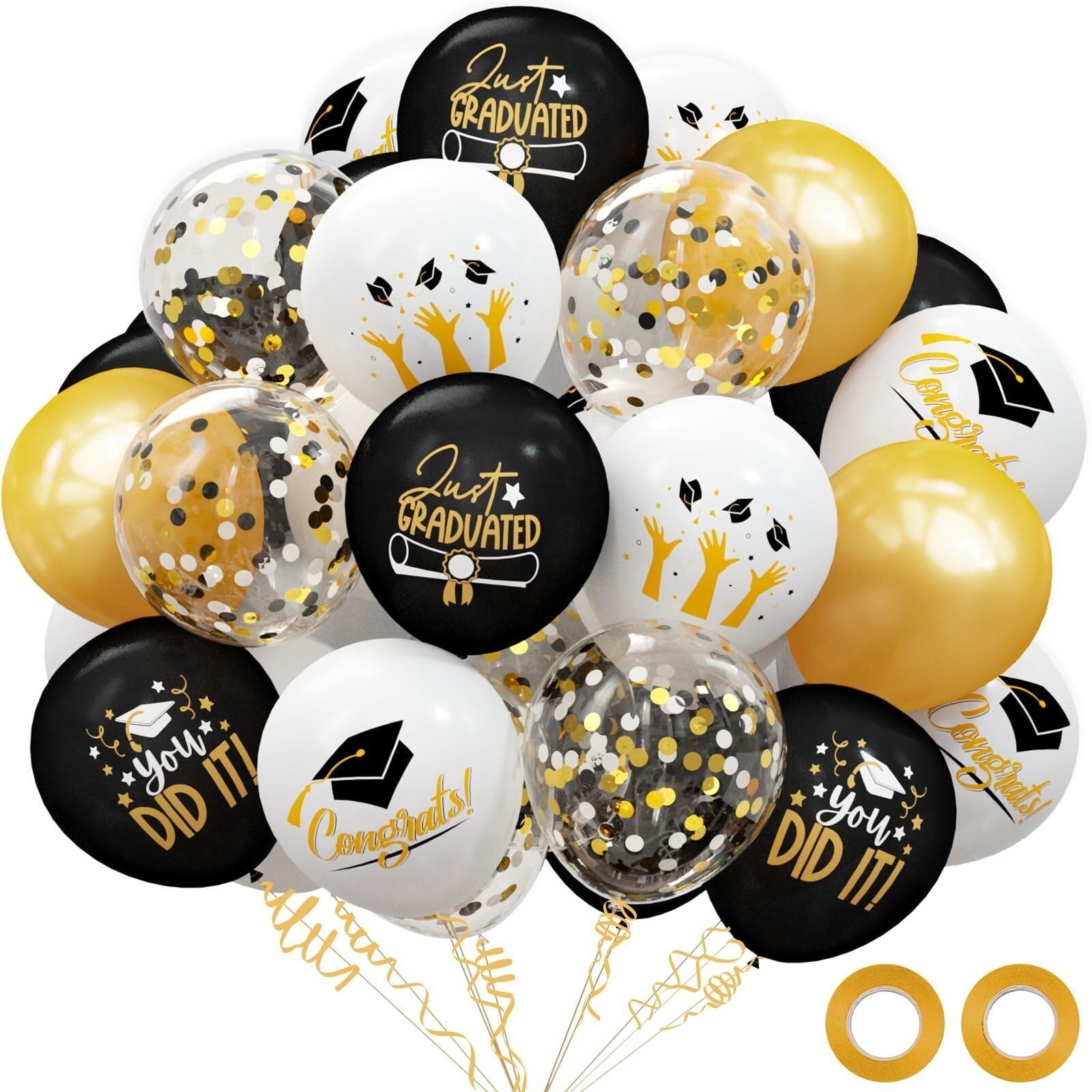 2025 Graduation Party Decorations, 68pcs Graduation Balloons Black and ...