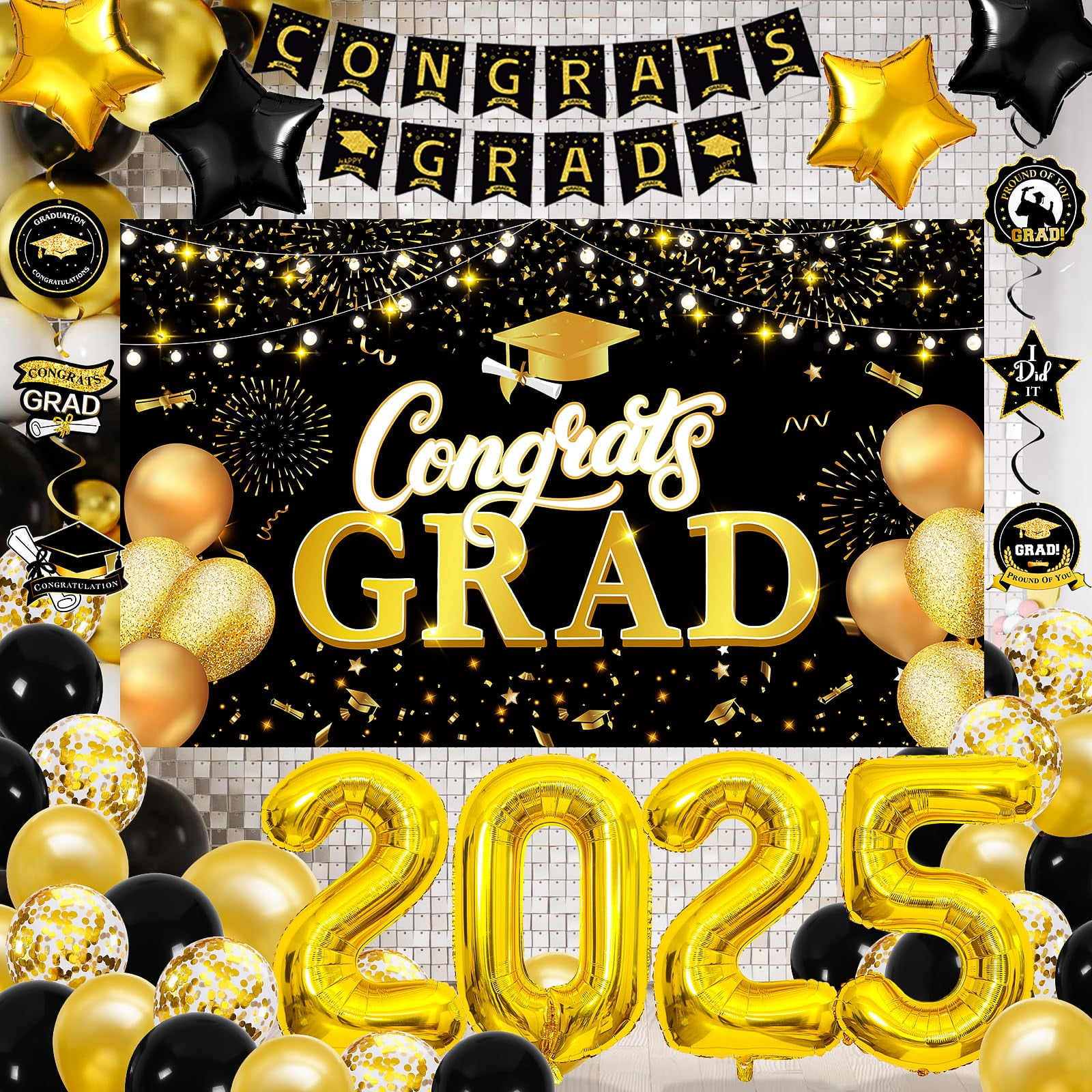 2025 Graduation Party Decorations STF9 Gold Graduation Decorations ...