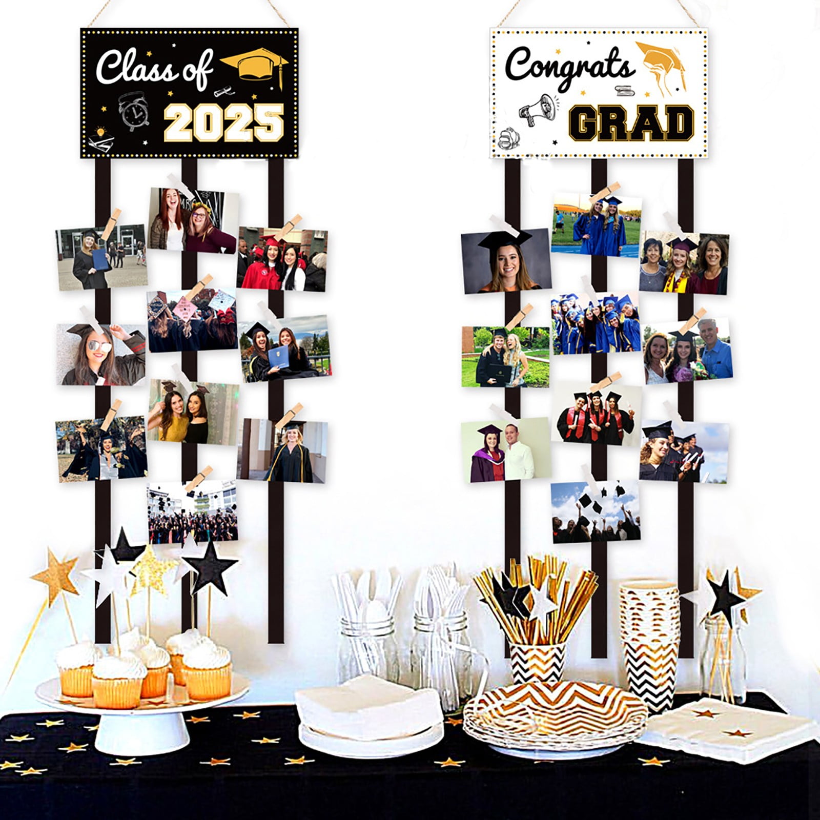 2025 Graduation Party Decorations Wooden Hanging Picture Display 2PC ...