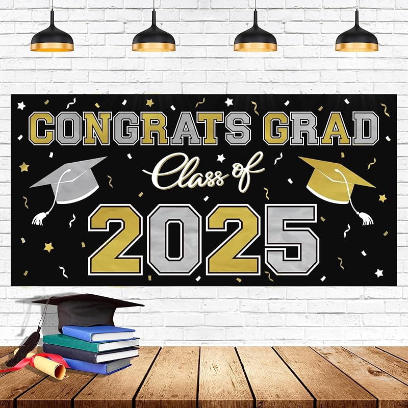 2025 Graduation Party Plastic Backdrop - 65" x 32.7" Congrats Grad ...