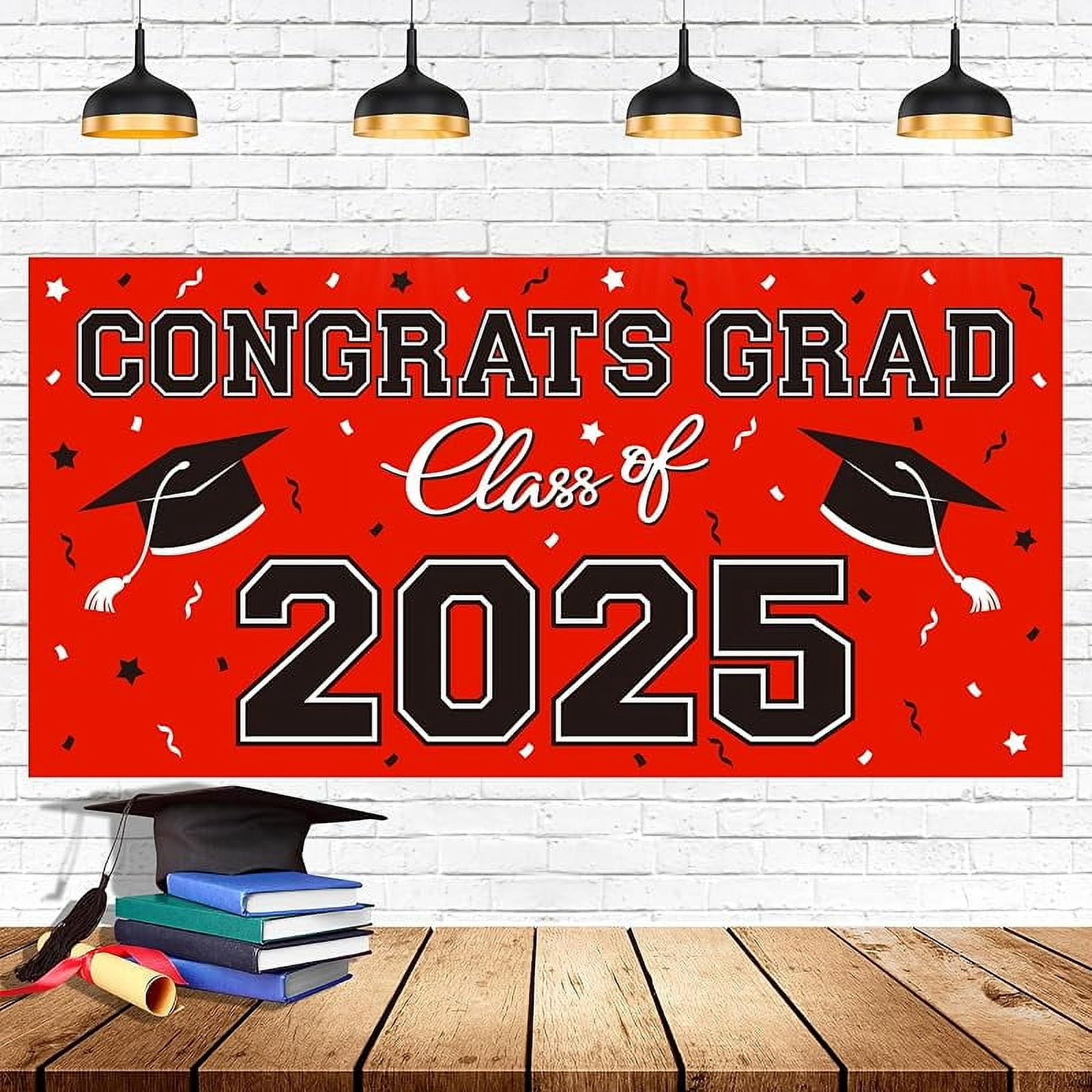 2025 Graduation Party Plastic Backdrop - 65" x 32.7" Congrats Grad ...