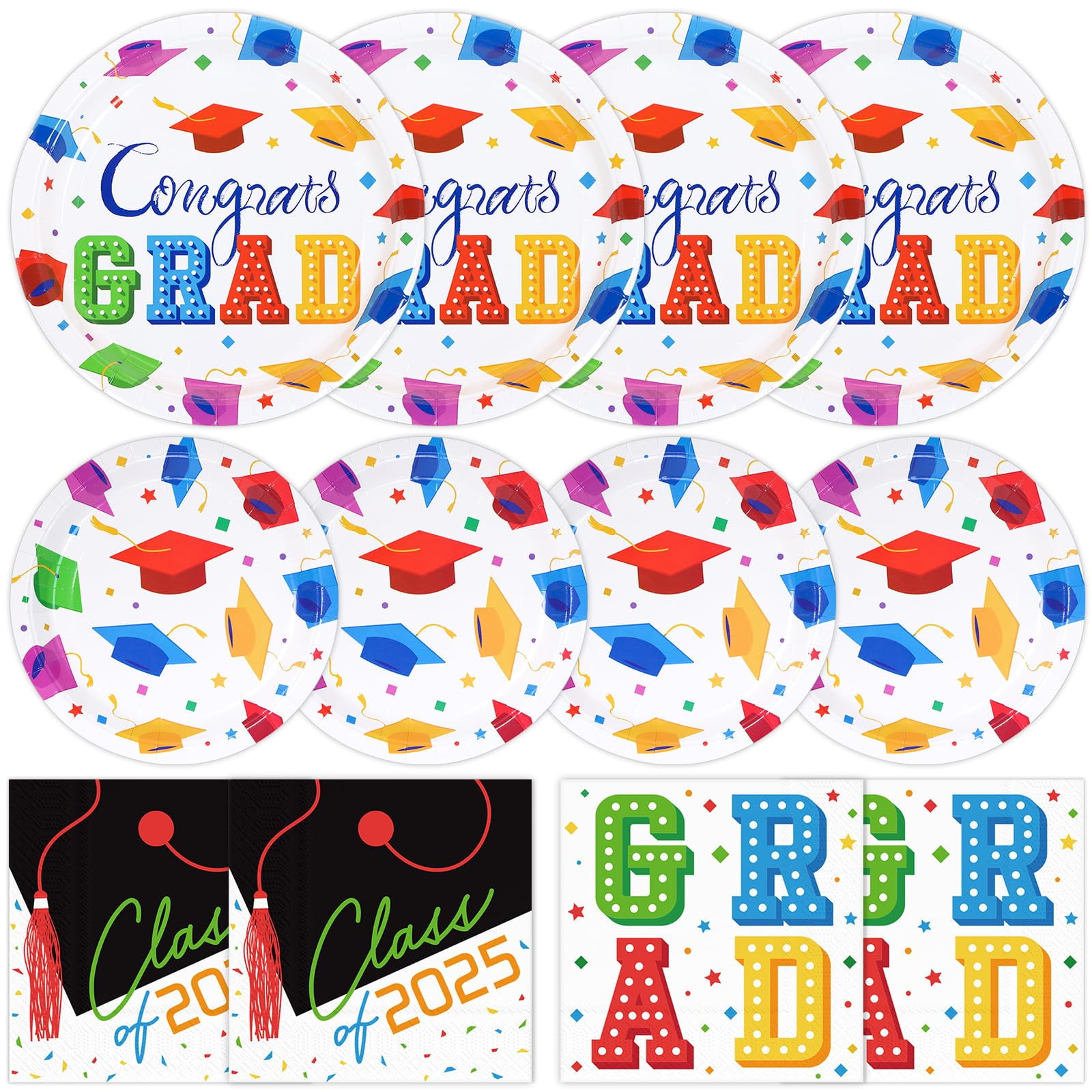 2025 Graduation Party Supplies RRF12 150 Count, Congrats Grad Plates ...