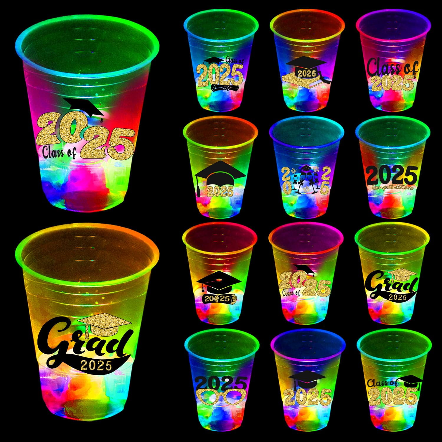 2025 Graduation PartyTRDN Cups 24 Pack - Glow in The 16oz Plastic ...