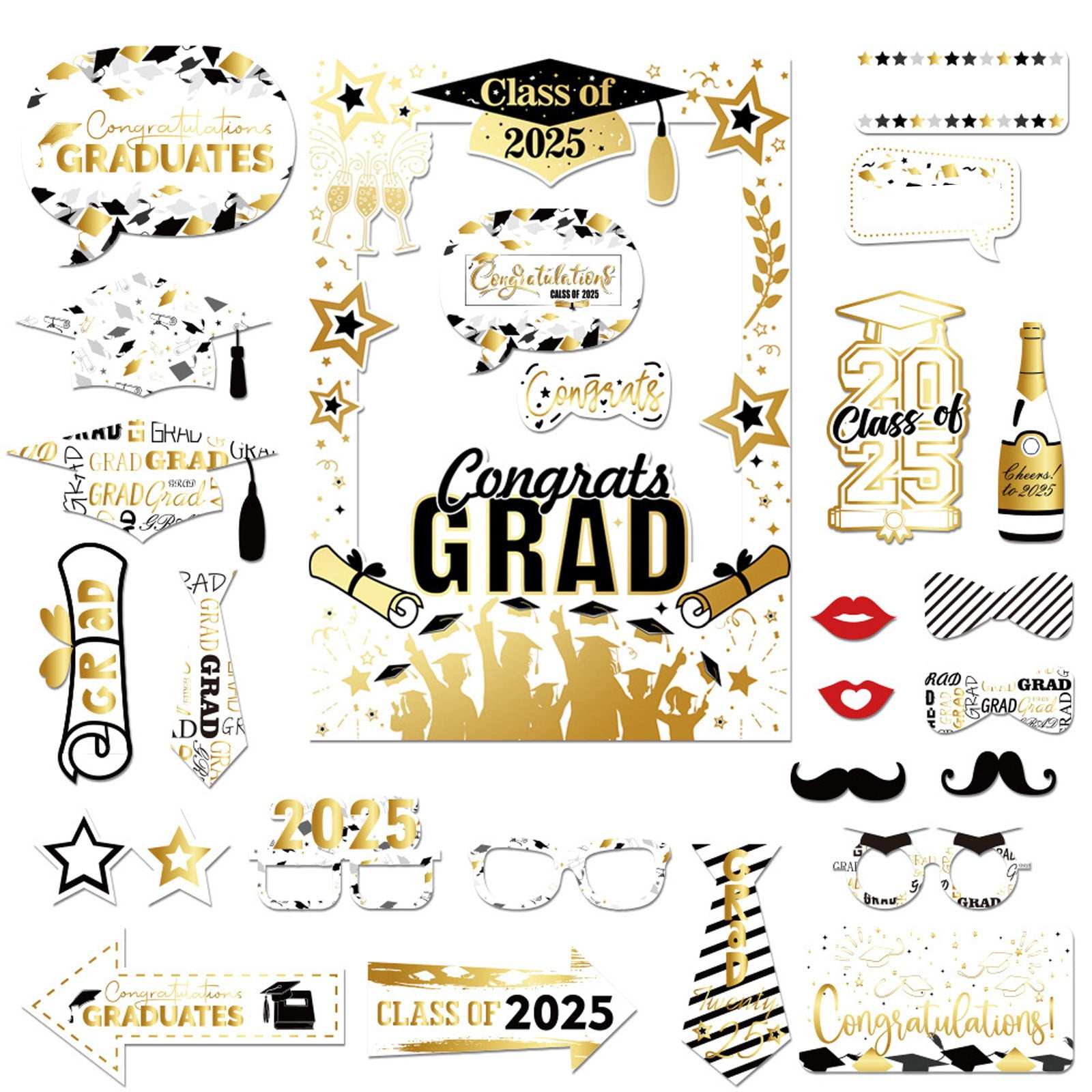 2025 Graduation Photo Booth Props, 25pcs Class of 2025 Props with Photo ...