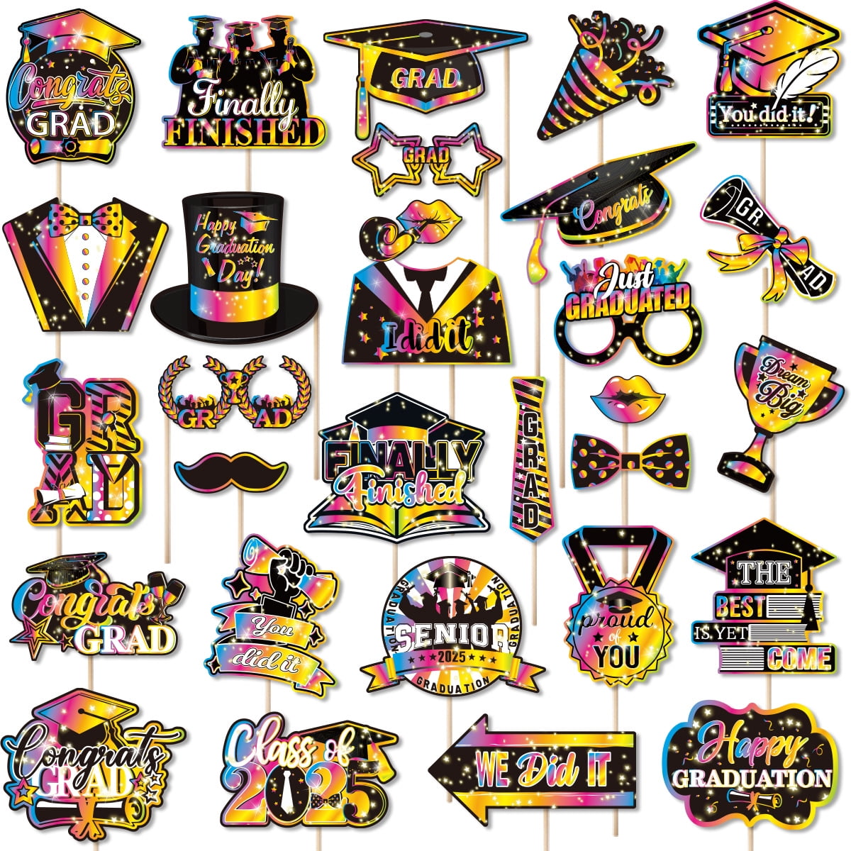 2025 Graduation Photo Booth Props - 30 Pcs Graduation Photo Props Set ...