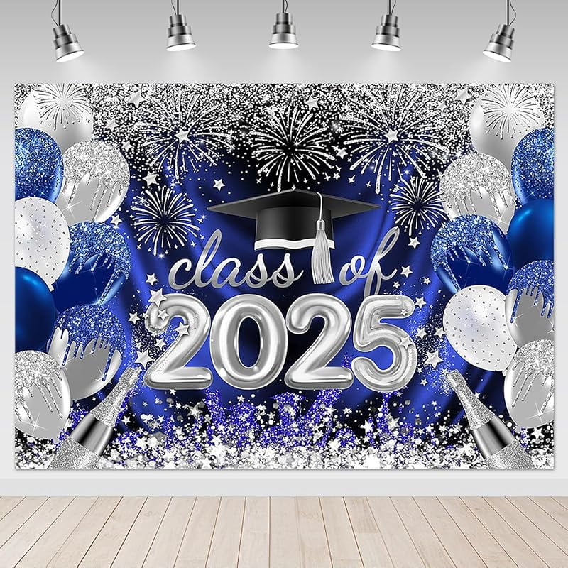 2025 Graduation Red Silver Backdrop 7x5ft Congrats Grad Graduate Maroon ...