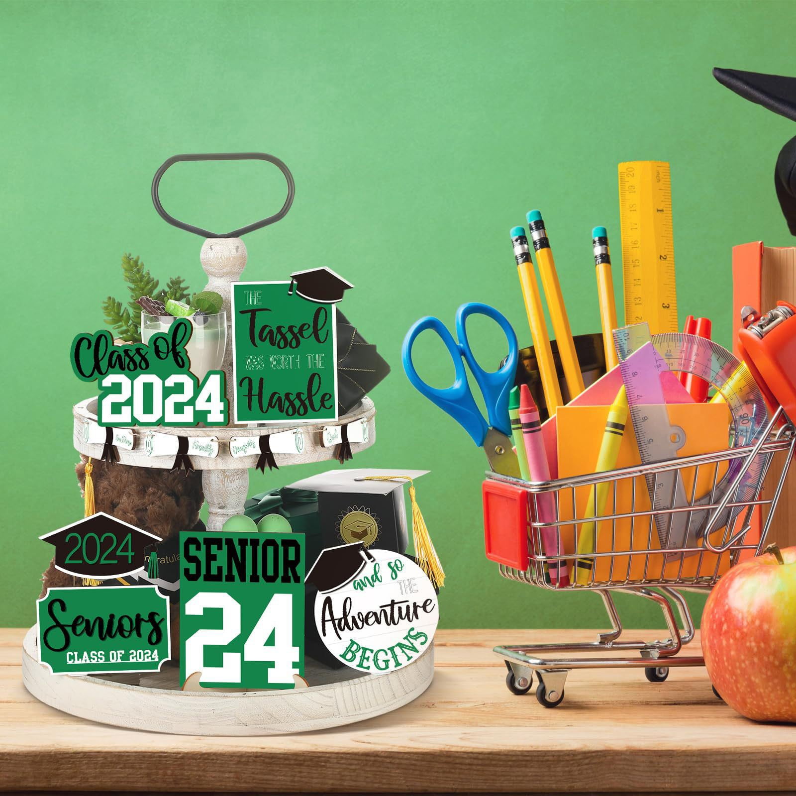 2025 Graduation Tiered Tray Decorations Sets Farmhouse Wooden Class of ...