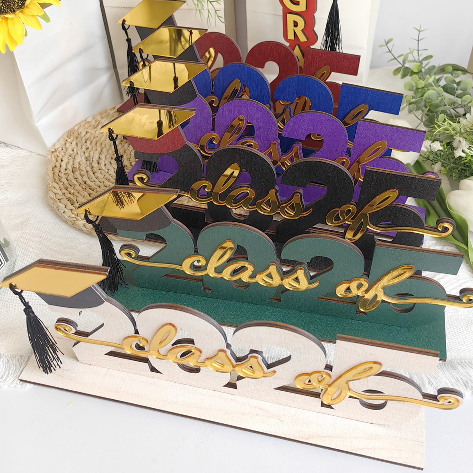 2025 Graduation Wooden Sign - Class Of 2025 Centerpiece Decor for Party ...