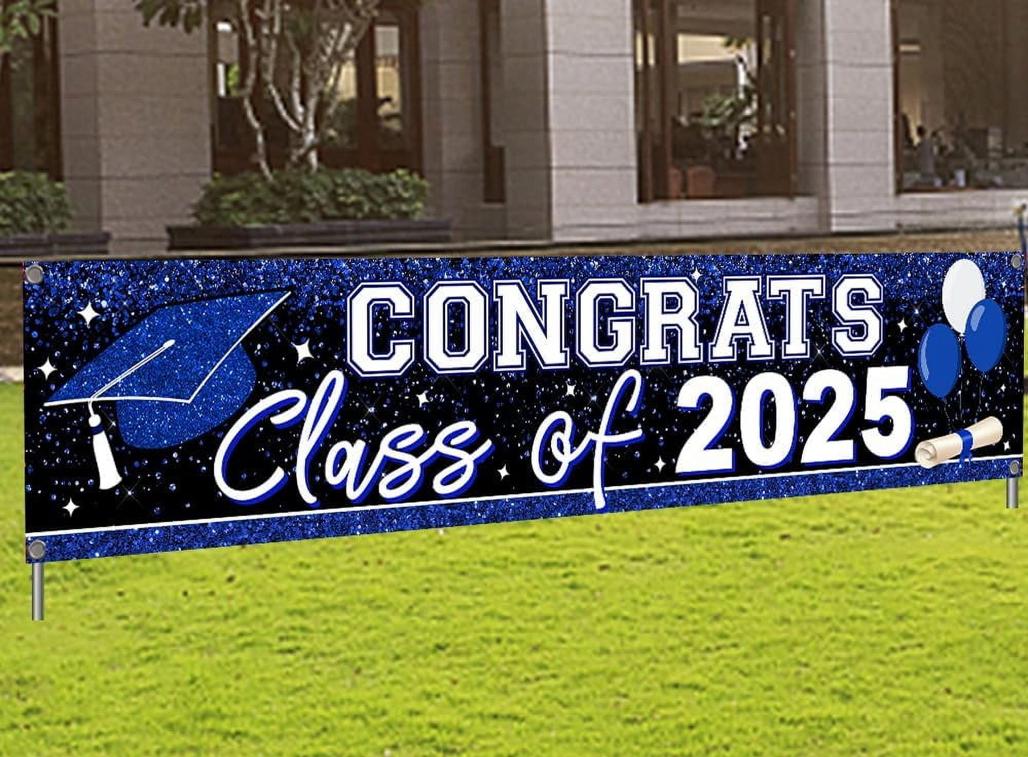 2025 Graduation Yard Sign Large Congrats Grad Banner Blue Class of 2025 ...