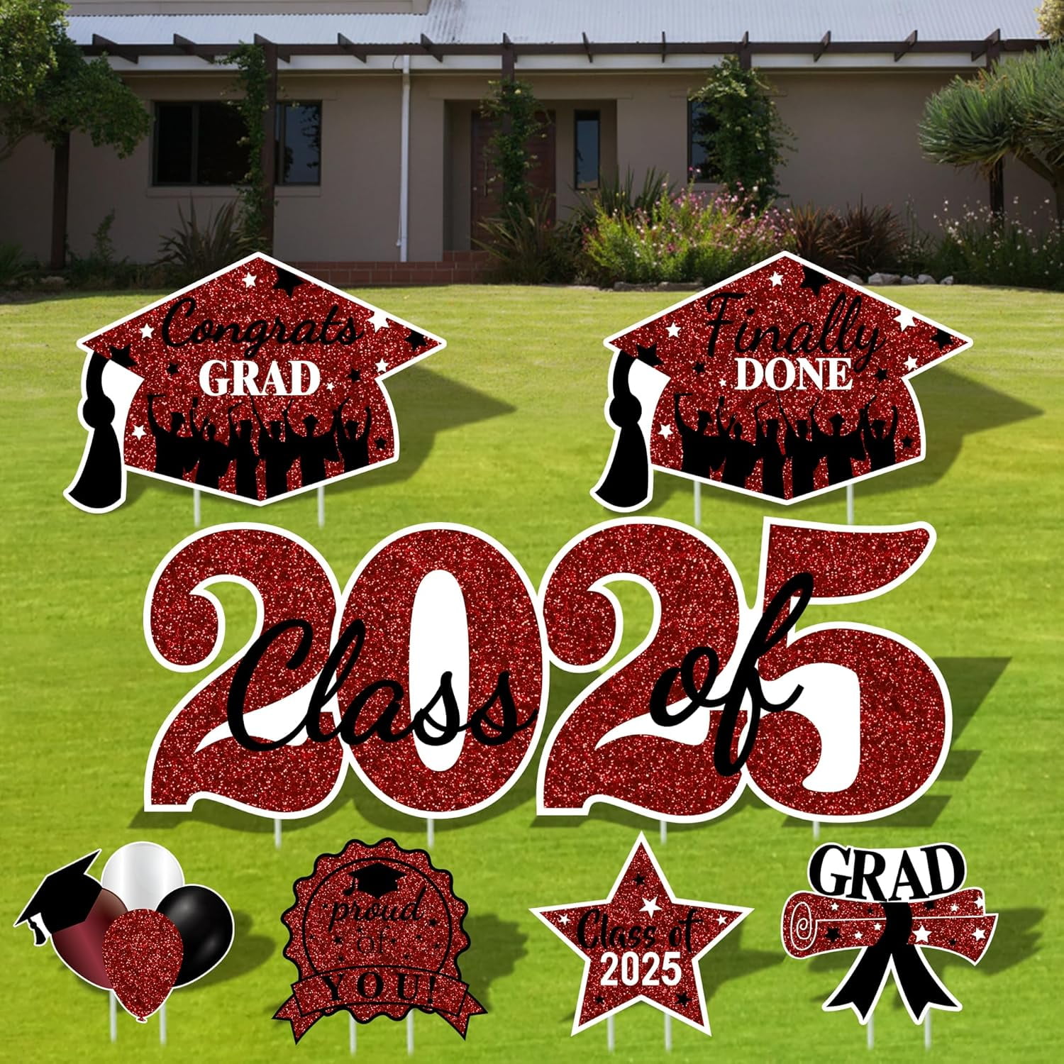 2025 Graduation Yard Sign Stakes Decorations - Congrats Grad Class of ...