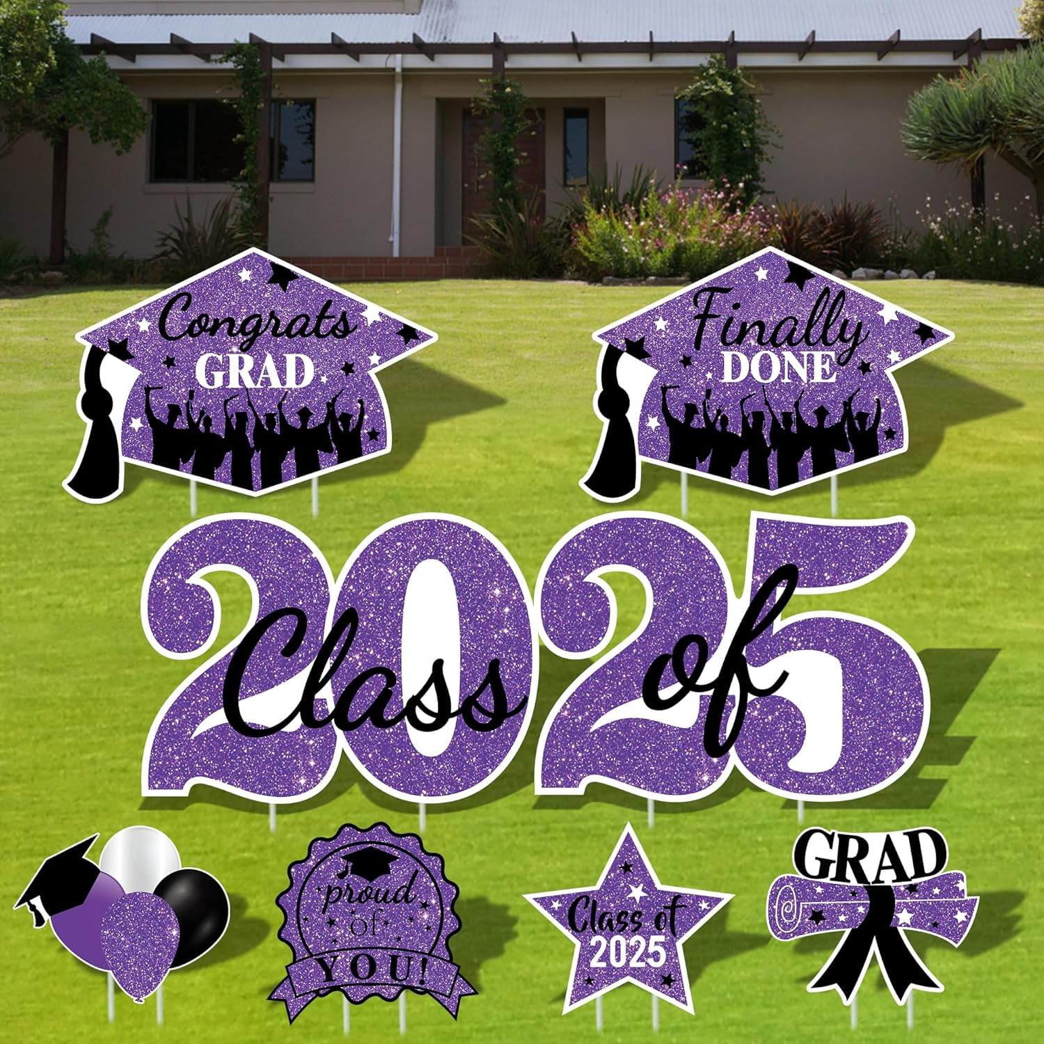2025 Graduation Yard Sign Stakes Decorations - Congrats Grad Class of ...