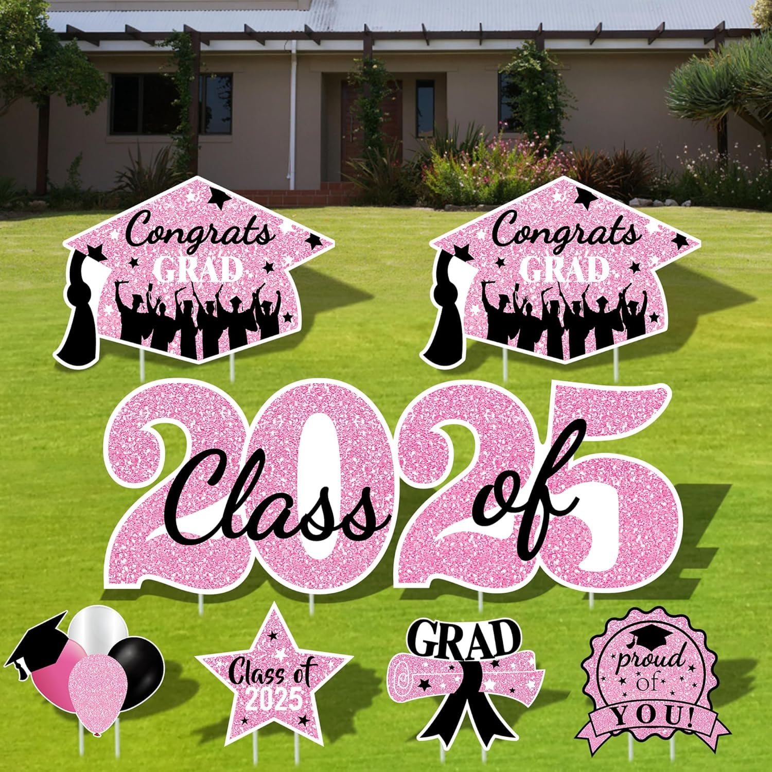 2025 Graduation Yard Sign Stakes Decorations - Congrats Grad Class of ...
