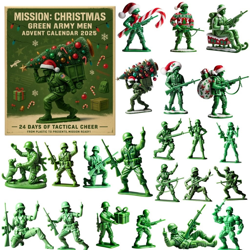 2025 Green Army Men Advent Calendar, 24 Pcs Acrylic Military Soldier ...