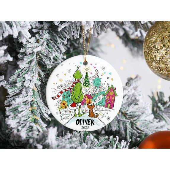 2025 Green Furry Character Christmas Ornament – Funny Ceramic Holiday ...