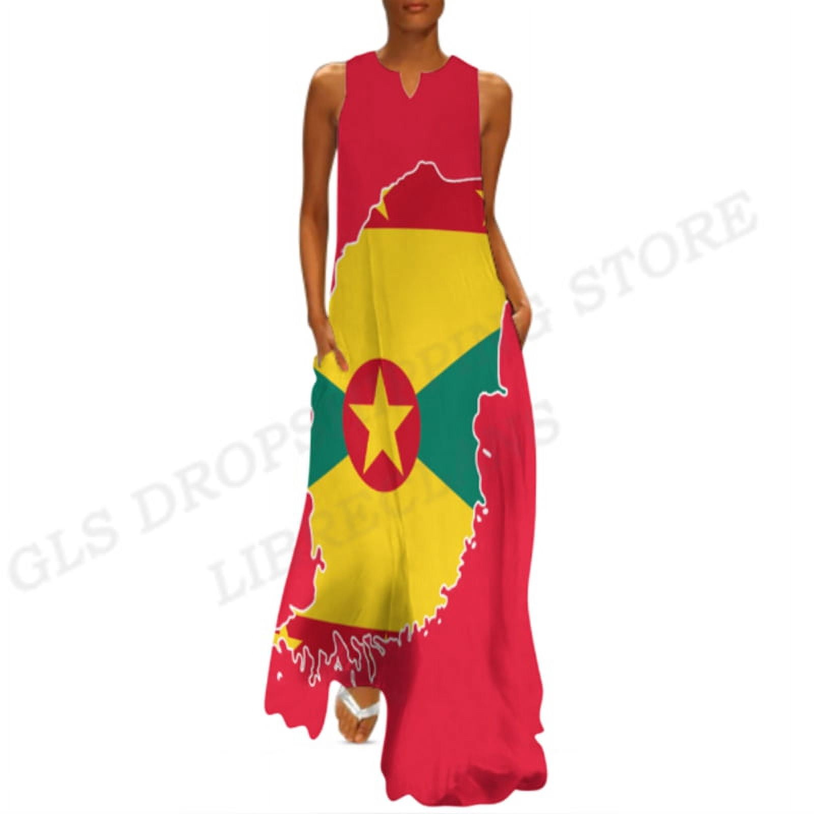 2025 Grenada Flag Dress Women Fashion Party Evening Dresses Casual Long ...