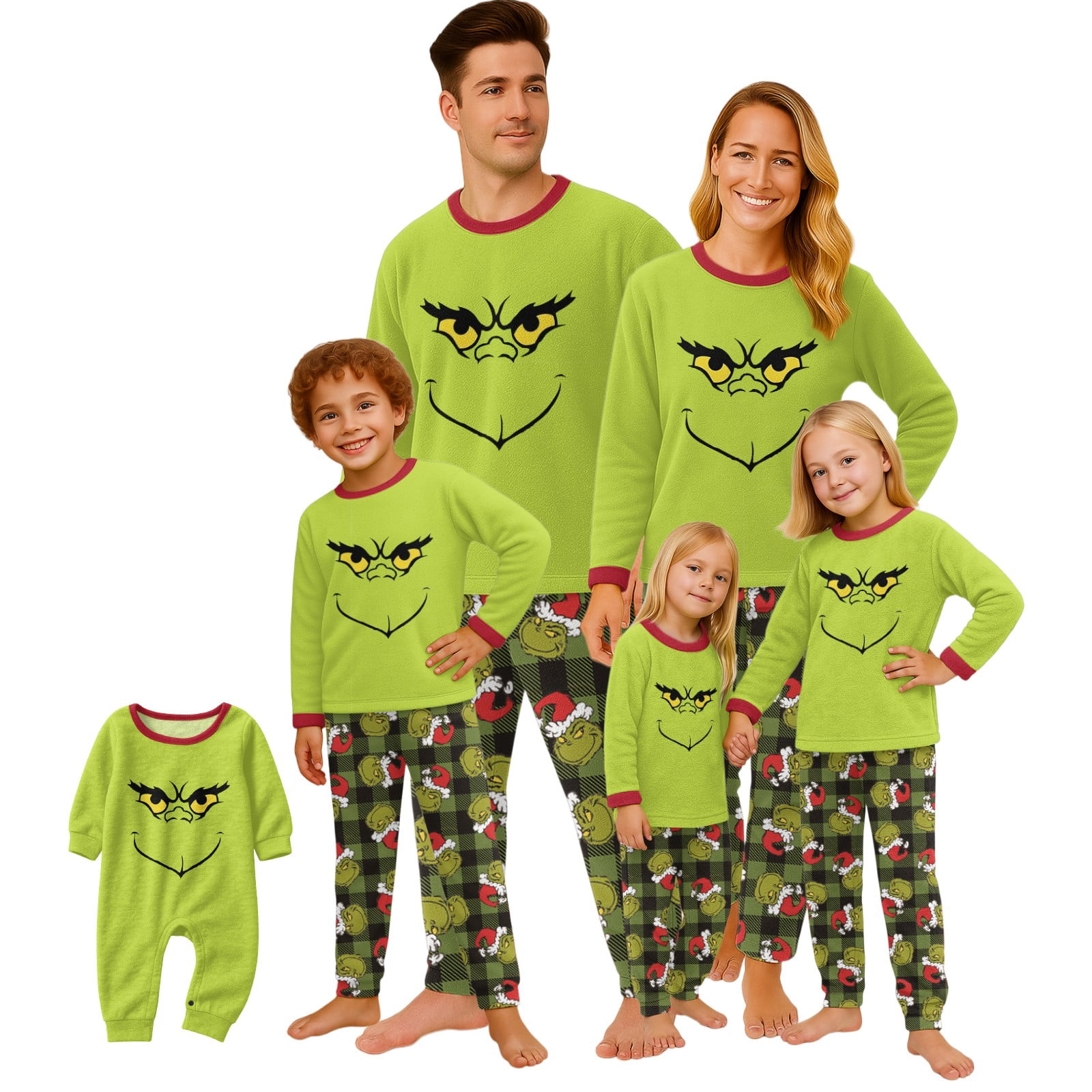 2025 Grincch Christmas Family Pajamas Matching Sets, Fun Holiday Pjs ...