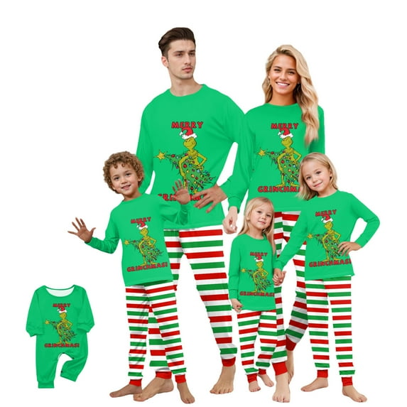 2025 Grinch Christmas Family Matching Pajamas Sets, Christmas Family ...