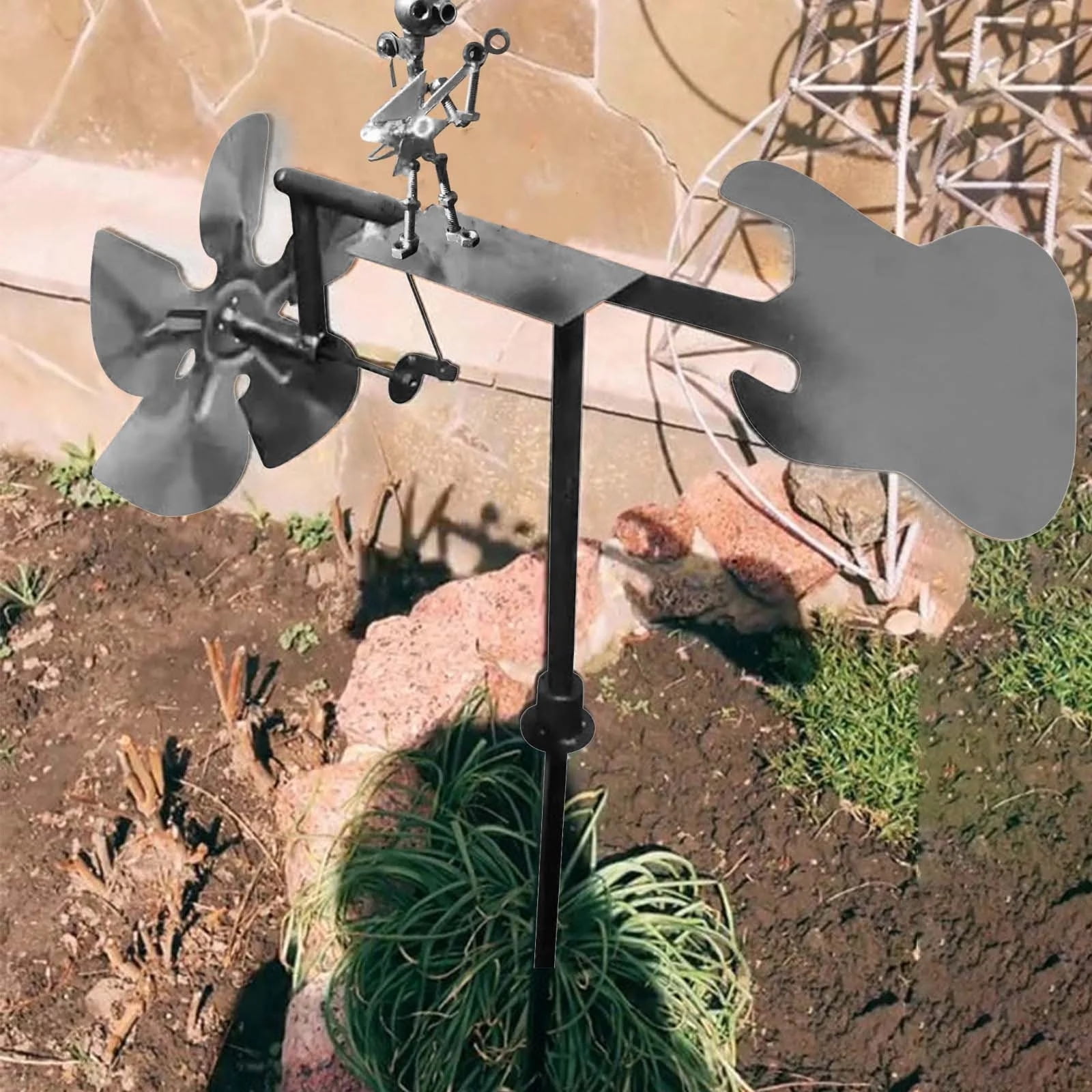 2025 Guitarist Windmill Garden Decoration,15.6" Stainless Steel Music ...