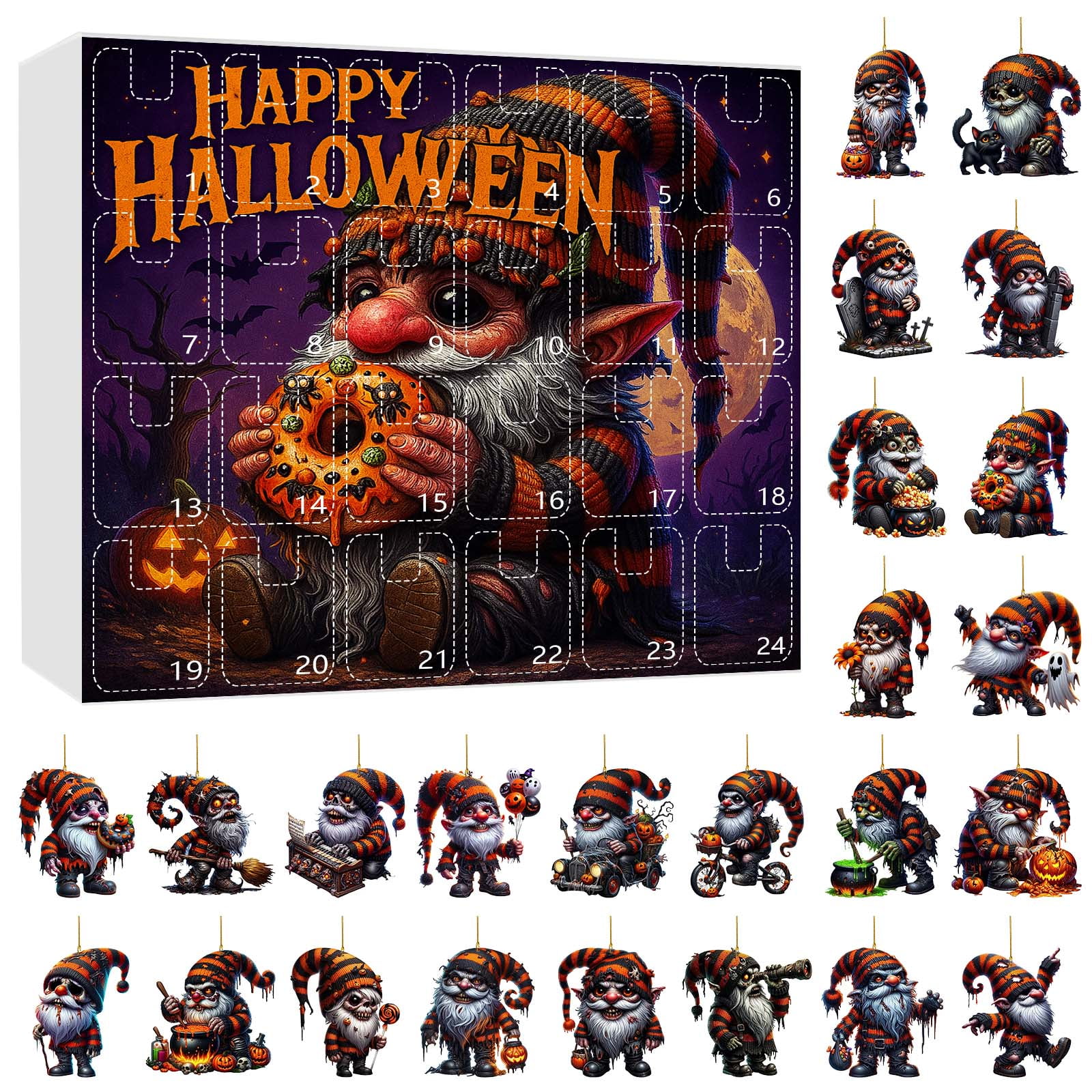 2025 Halloween Advent Calendar, 24 PCS Ghost Ornament Advent Calendar ...