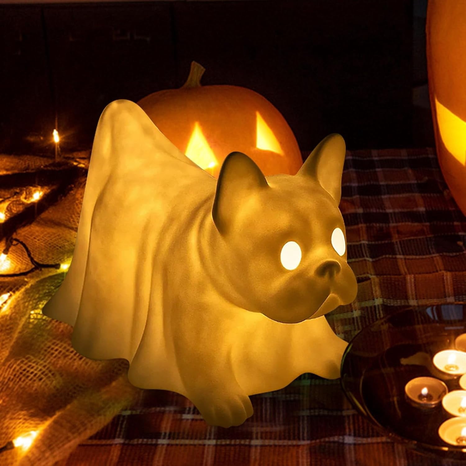 2025 Halloween Dachshund Ghost Lamp, French Bulldog Halloween Glowing ...