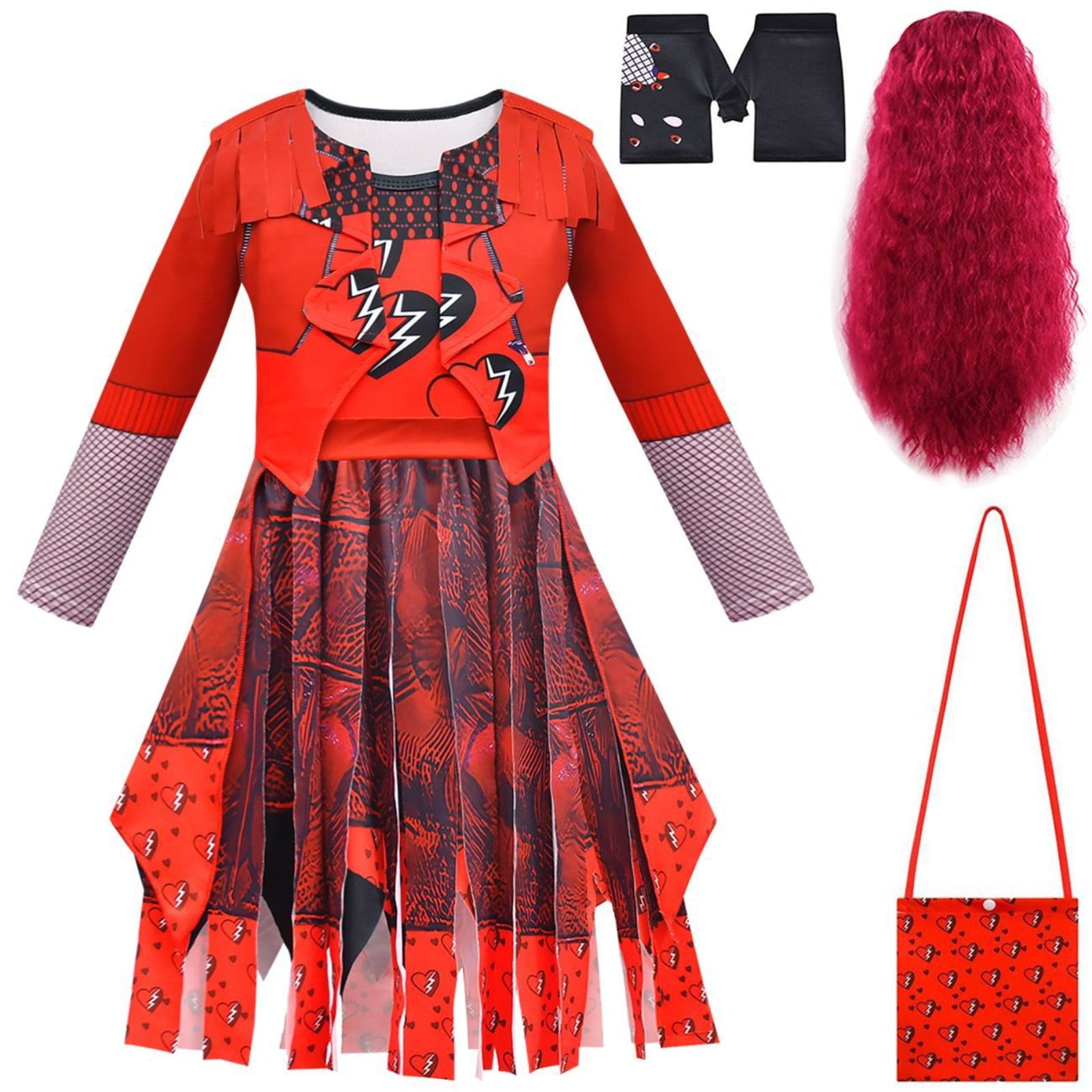 2025 Halloween Descendants Costumes for Girls, Red Costume from ...