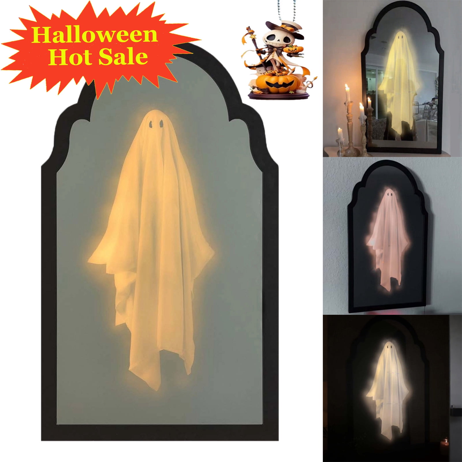 2025 Halloween Hologram Ghost Mirror, Novelty Ghost Mirror with Creepy ...