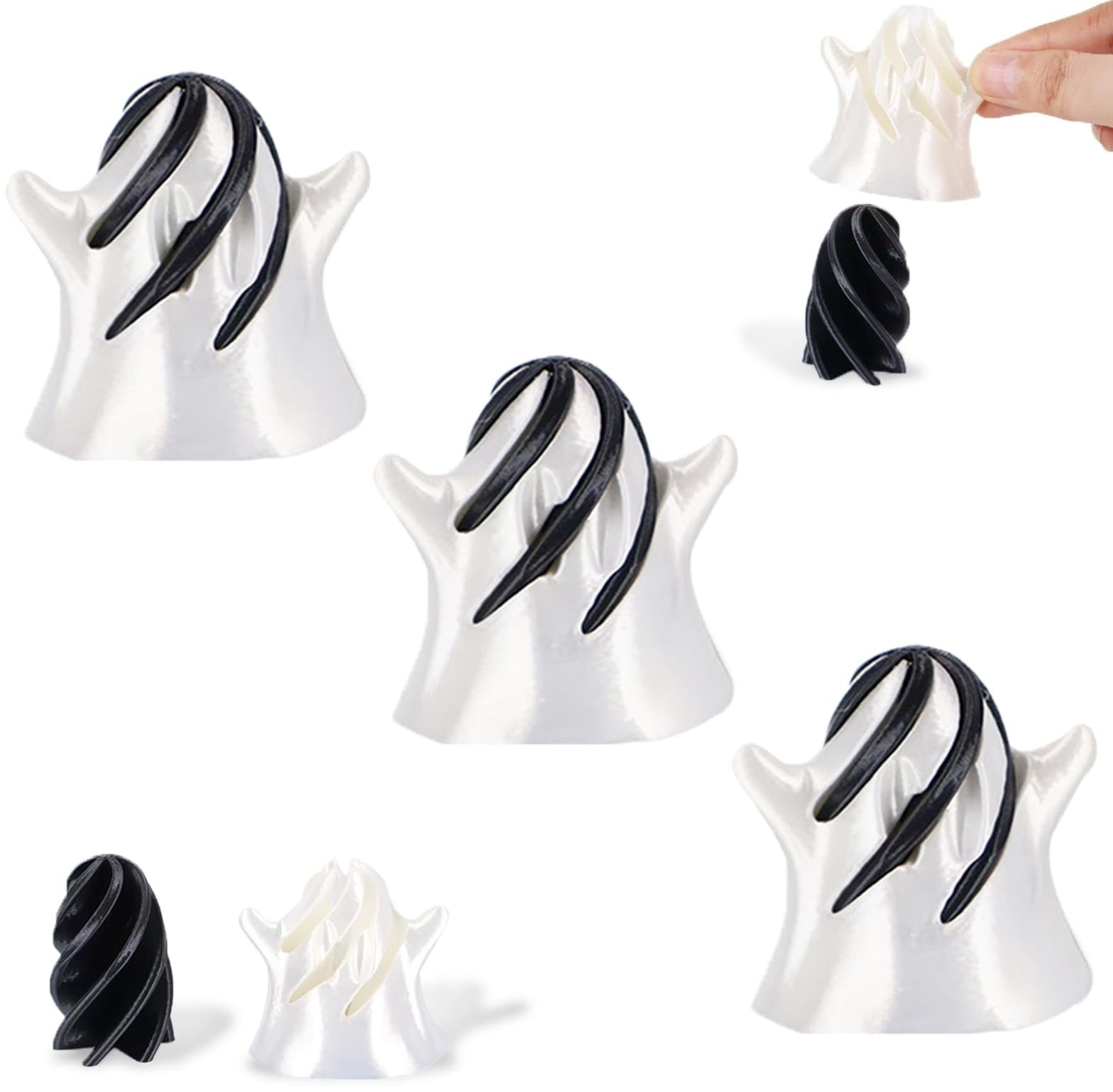 2025 Halloween Impossibles Cones, 3D Printed Halloween Ghost Spiral Fidgets Toy Halloween Ghost ...