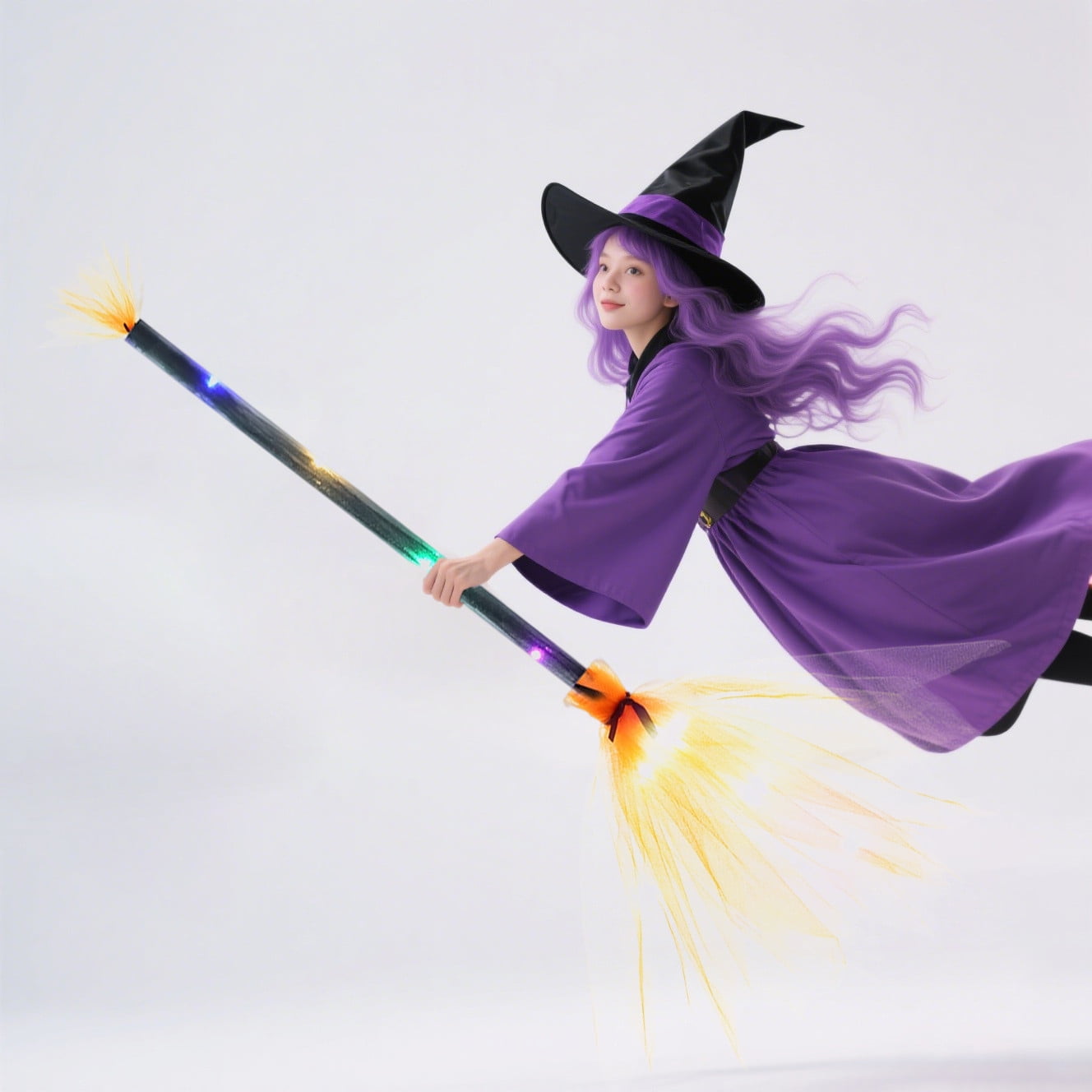 2025 Halloween LED Illuminated Witch Broomstick Prop Party Decoration ...